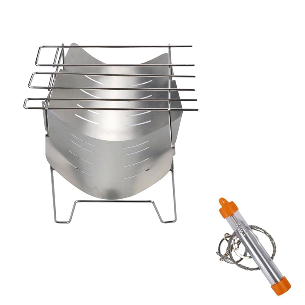 Camping Wood Stove Grill Folding Stainless Steel Firewood Buring Stove ...