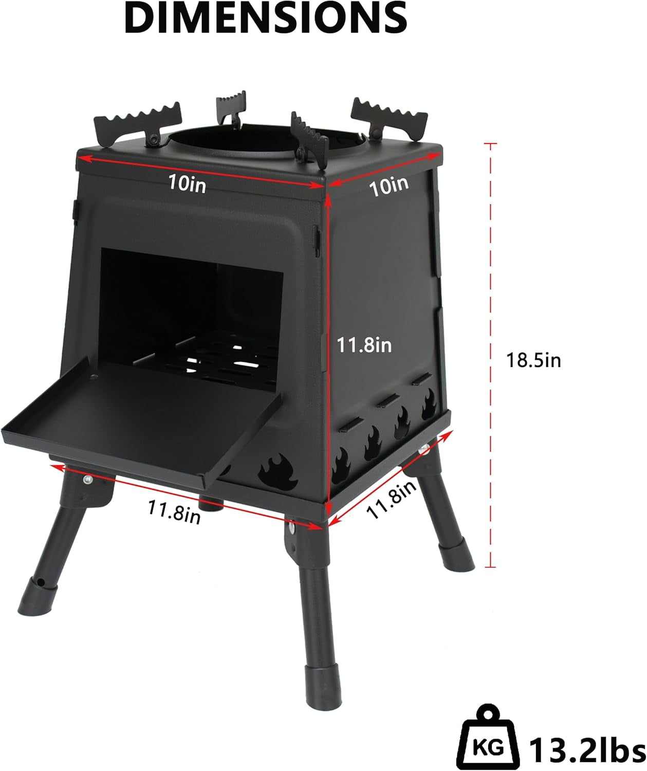 Camping Wood Stove - Portable Wood Burning Stove for Cooking, Heating ...