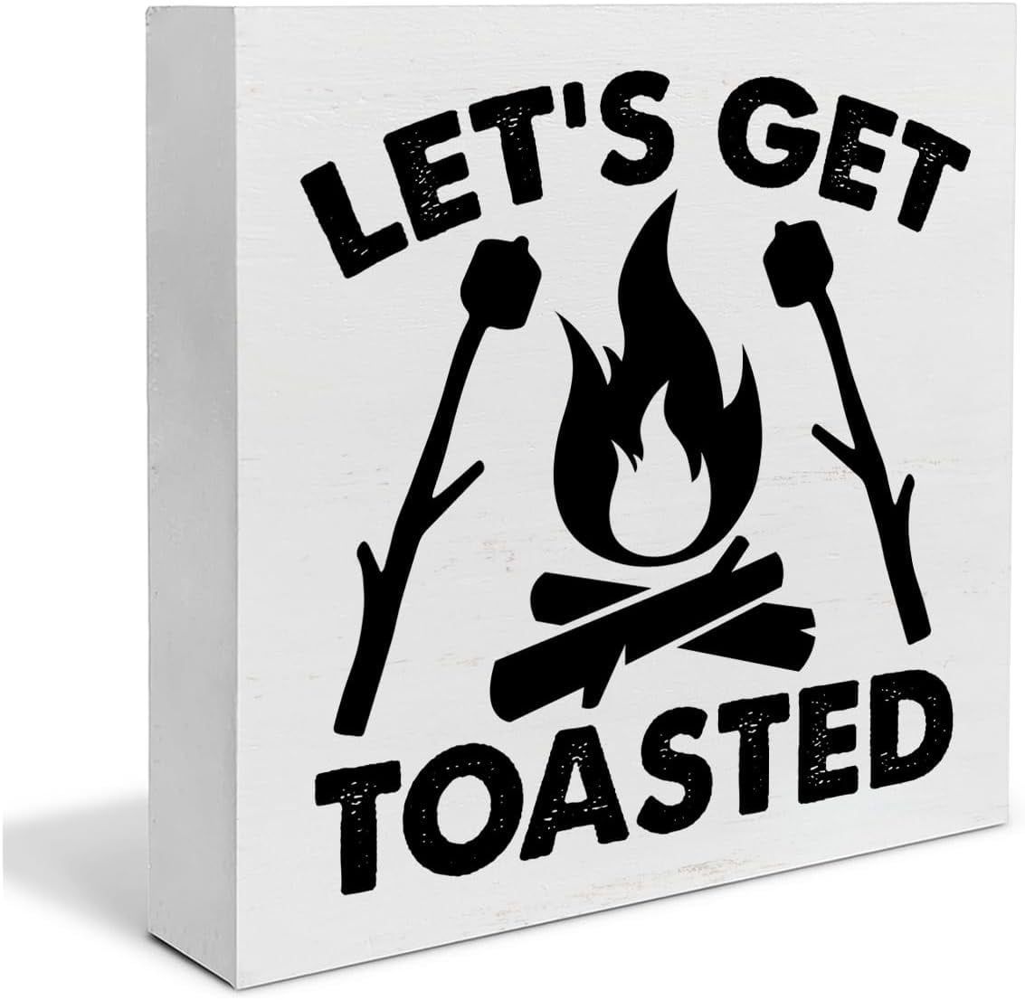 Camping Wooden Box Sign House Decor Fires Friends Fun Camping Square ...