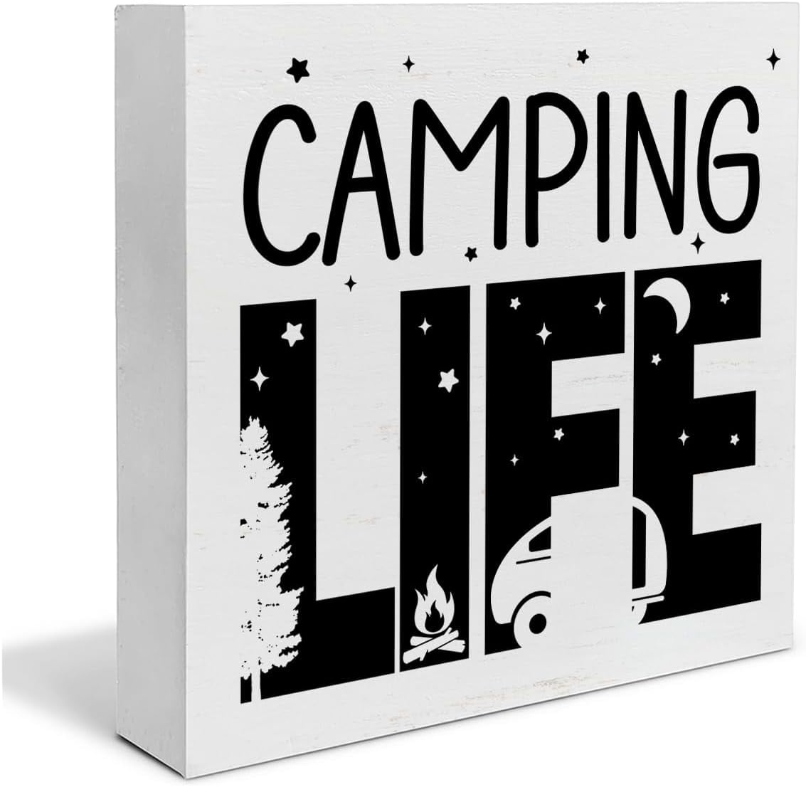 Camping Wooden Box Sign House Decor Glamping I'm Too Bougee for Tents ...