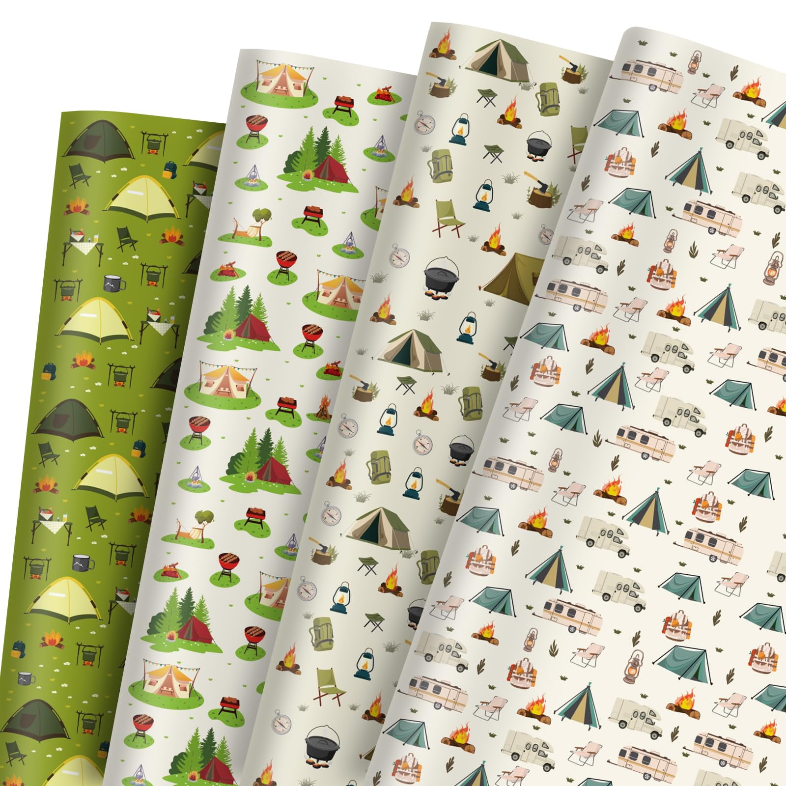 Camping Wrapping Paper 12 Sheets Camping AIS1 Theme Gift Wrap with RV ...
