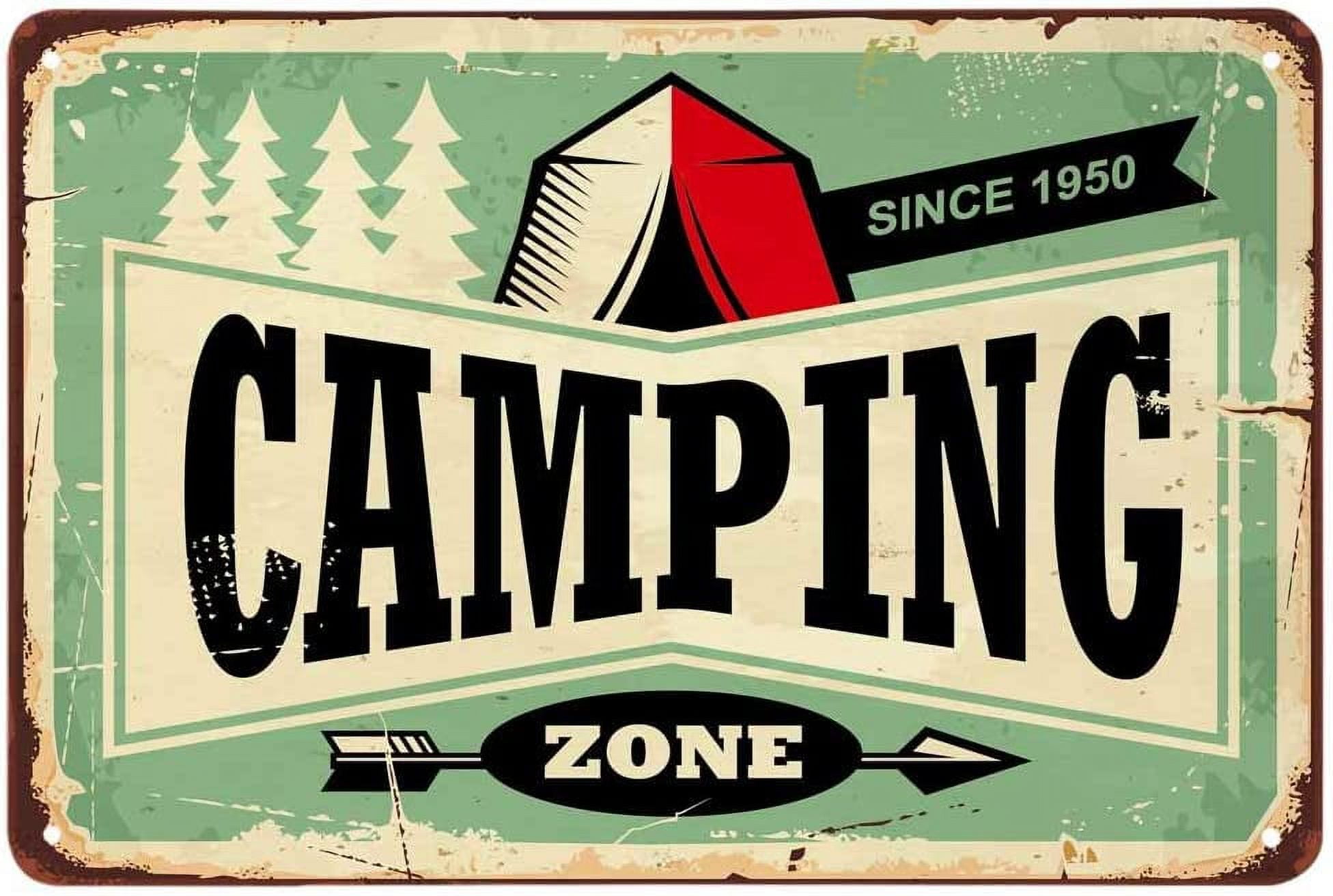 Camping Zone Tin Sign, Vintage Metal Tin Signs for Cafes Bars Pubs Shop ...