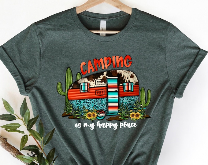 Camping is my Happy Place Shirt, Camp Life Shirt, Camp Lover Shirt ...