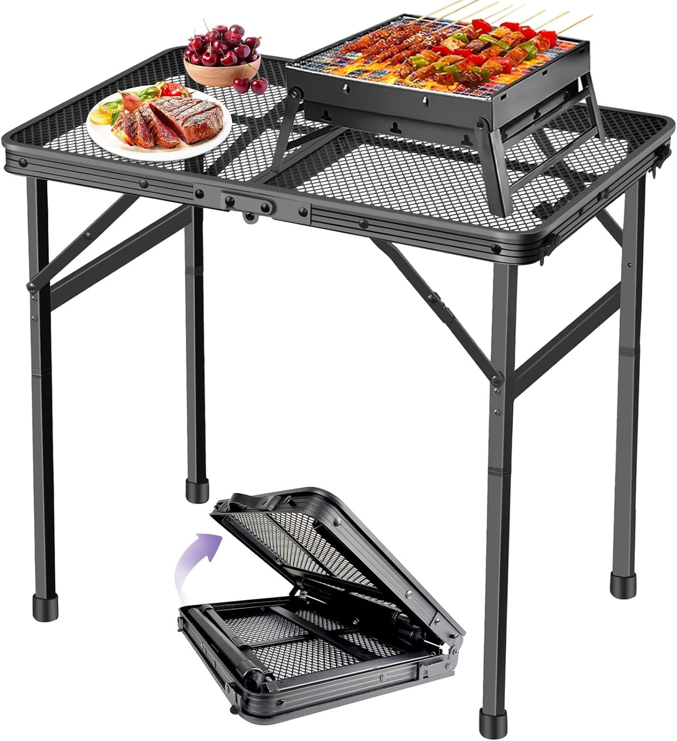 Camping table folding barbecue table, small foldable table with ...