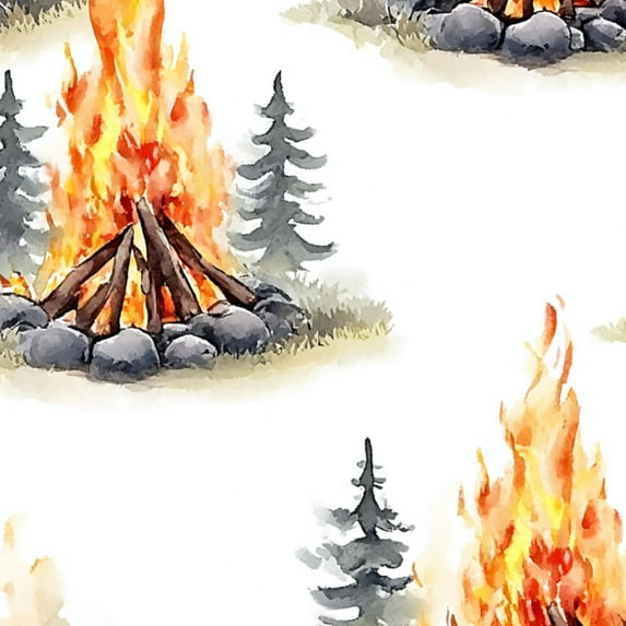 CampingPeel and Stick Wallpaper 23.6in x 9.8ft Campfire Burning Logs ...