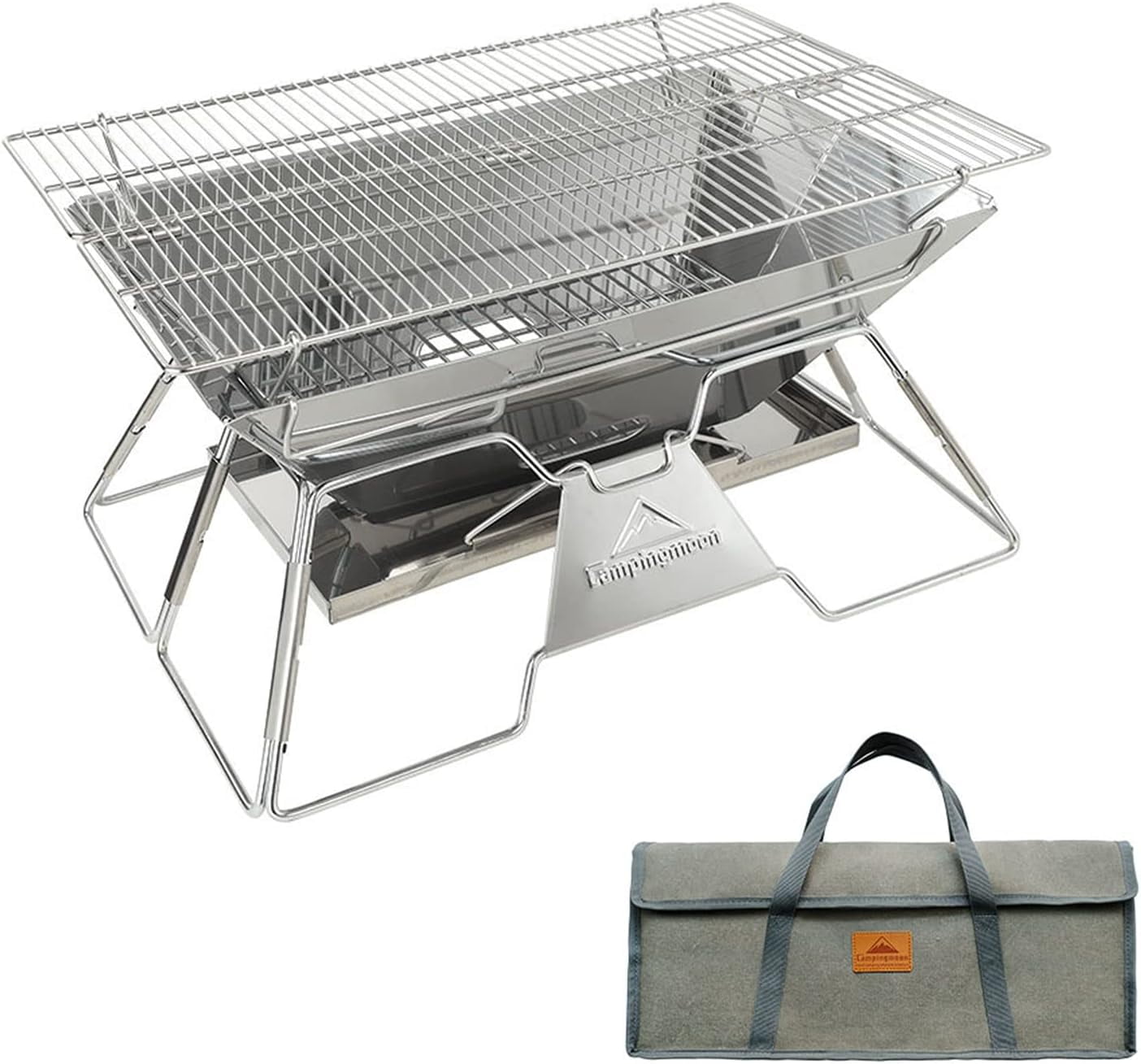 Campingmoon Portable Camping Fire Pit,Foldable Stainless Steel Grill ...