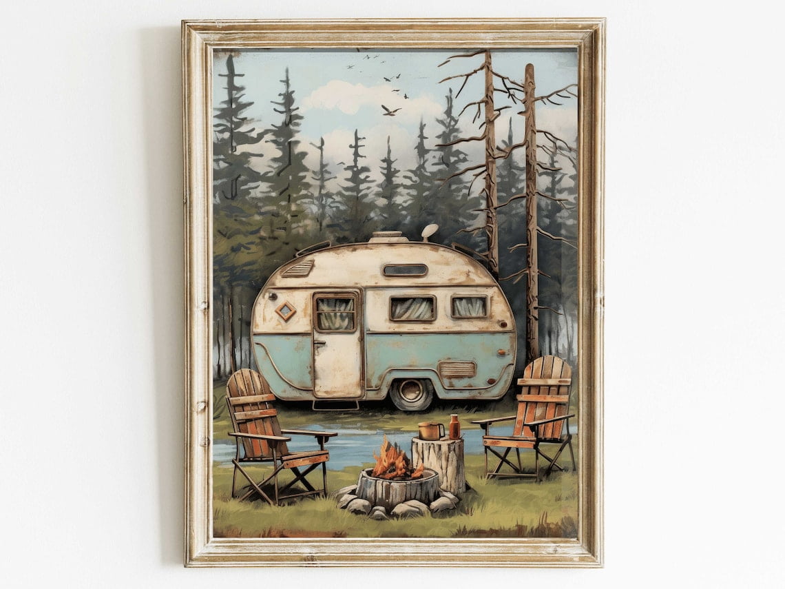 Campingvintage Caravan Print, Nature Print, Camper Decor, Rustic Home ...