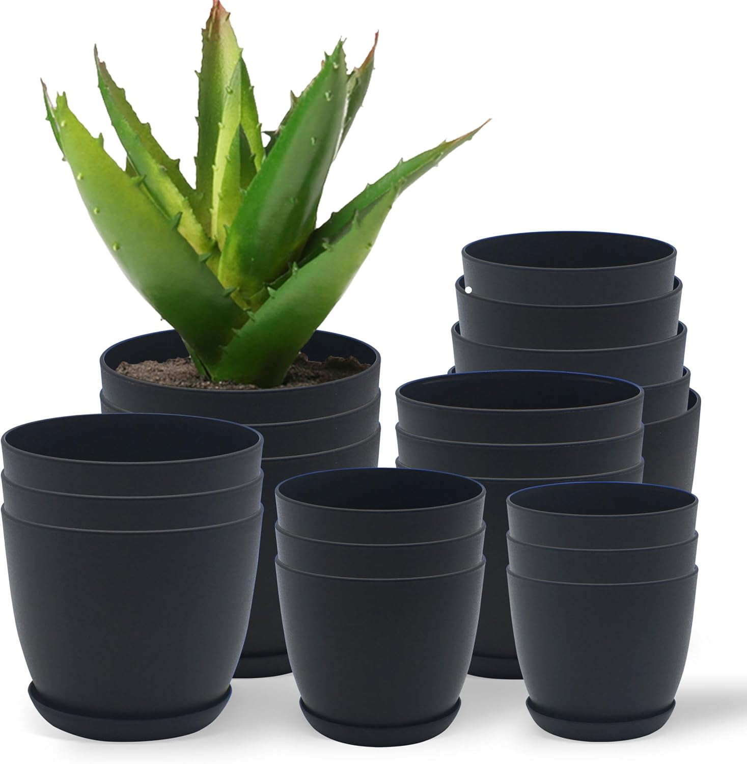 Campior Plastic Plant Pots with Drainage, Stackable Design for Indoor ...