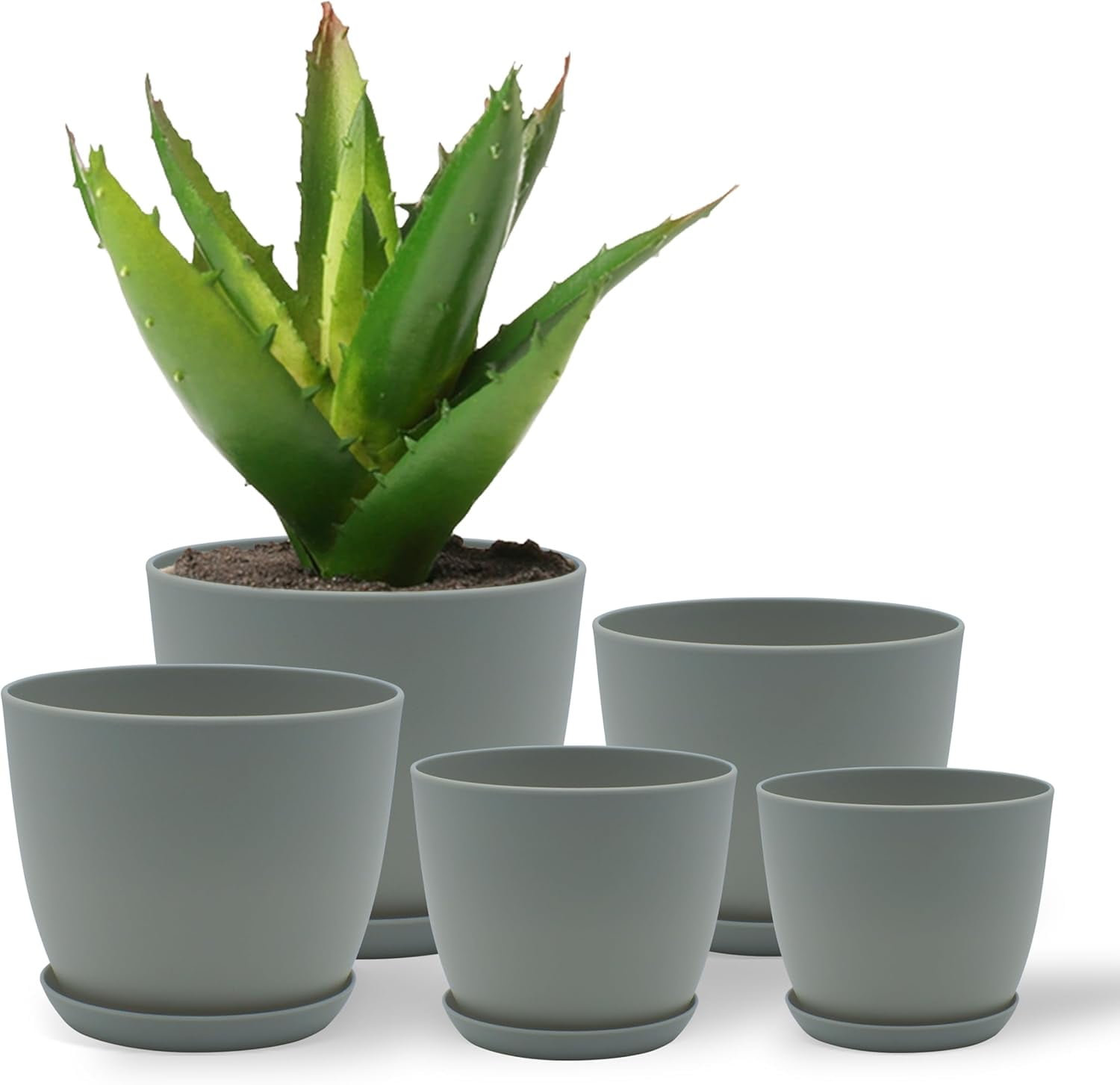 Campior Plastic Plant Pots with Drainage, Stackable Design for Indoor ...