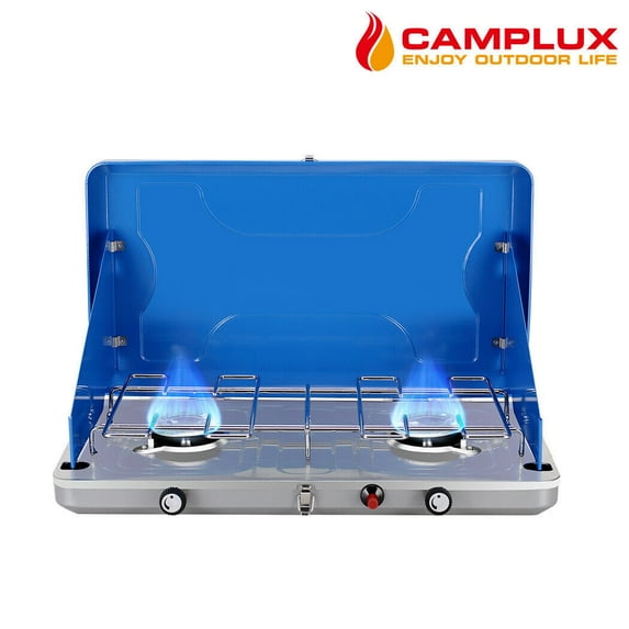 Camplux 2 Burner Propane Camping Stove Outdoor Windshield Gas BBQ Grill Cooking - Walmart.com