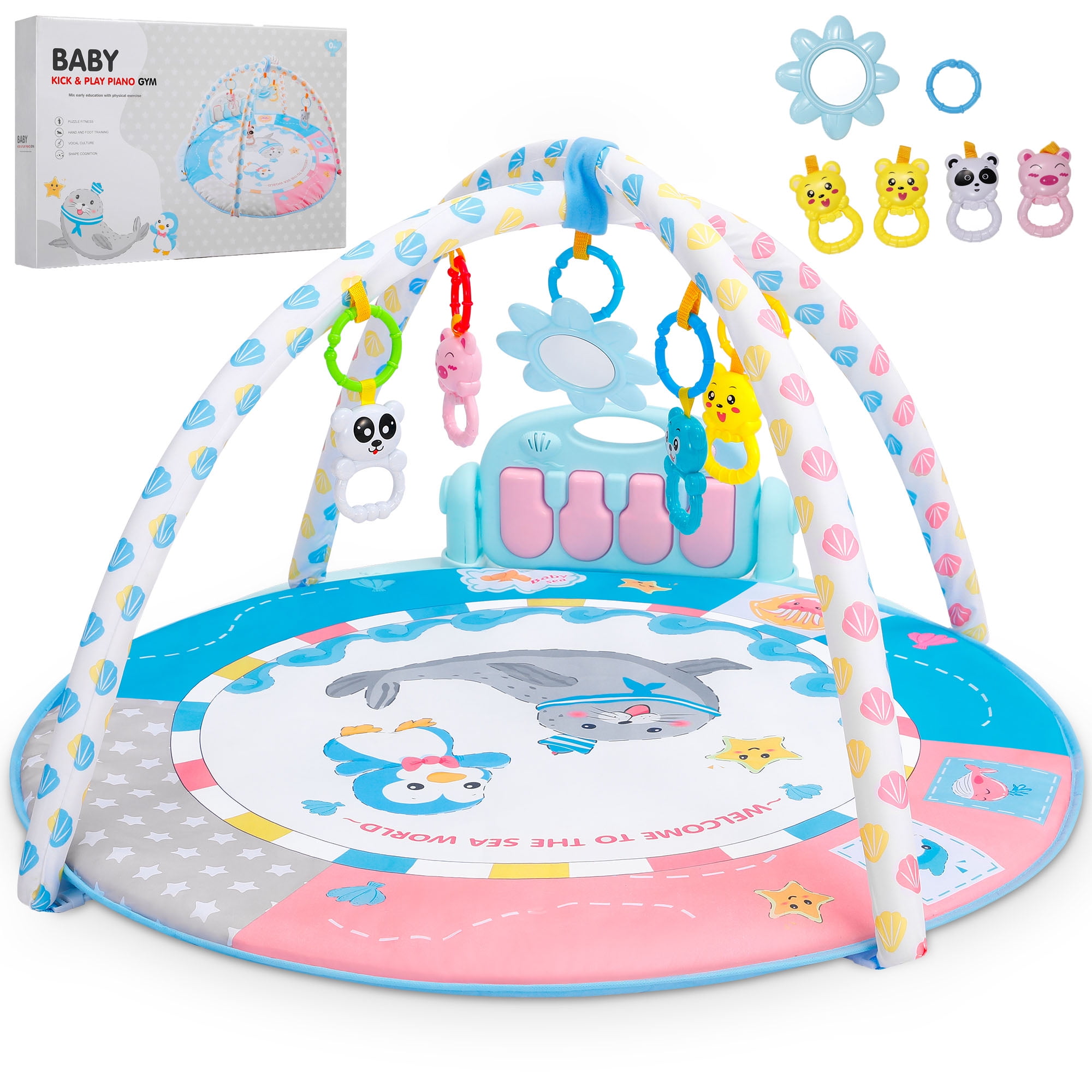 Baby Gyms & Playmats, Activity Play Mat 5 in 1 Thick Plush Large Baby ...