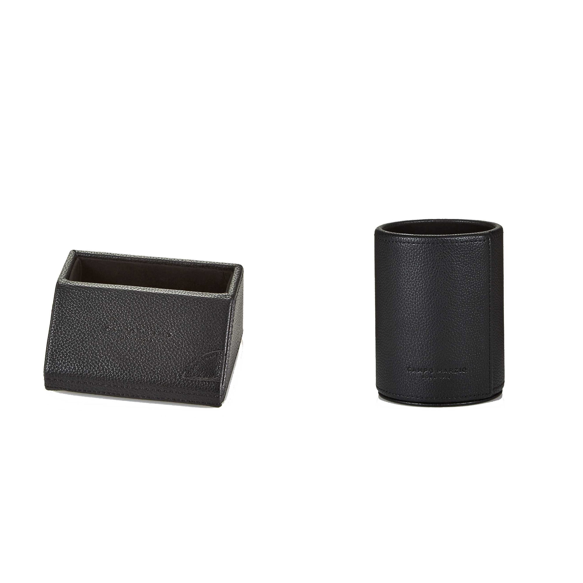 Campo Marzio Pebbled Leather Pen & Desk Card Holders, Black, 2pc ...