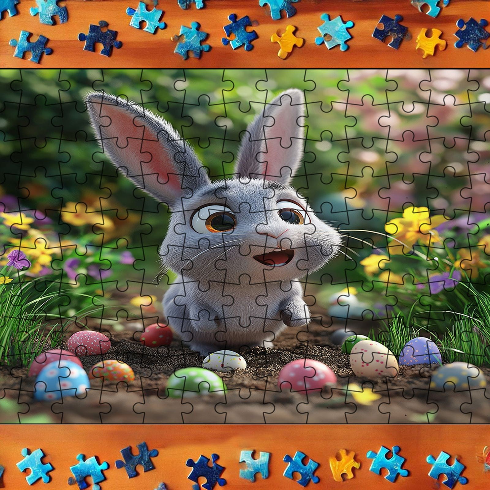 Campsite 130 Piece Easter Puzzle Set Easter Bunny Peeping Puzzle Kids ...
