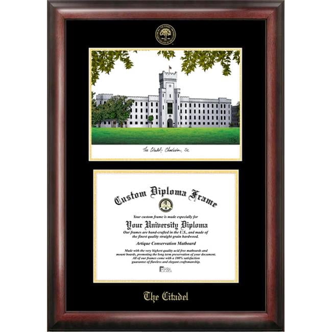 Campus Images The Citadel Gold embossed diploma frame with Campus ...