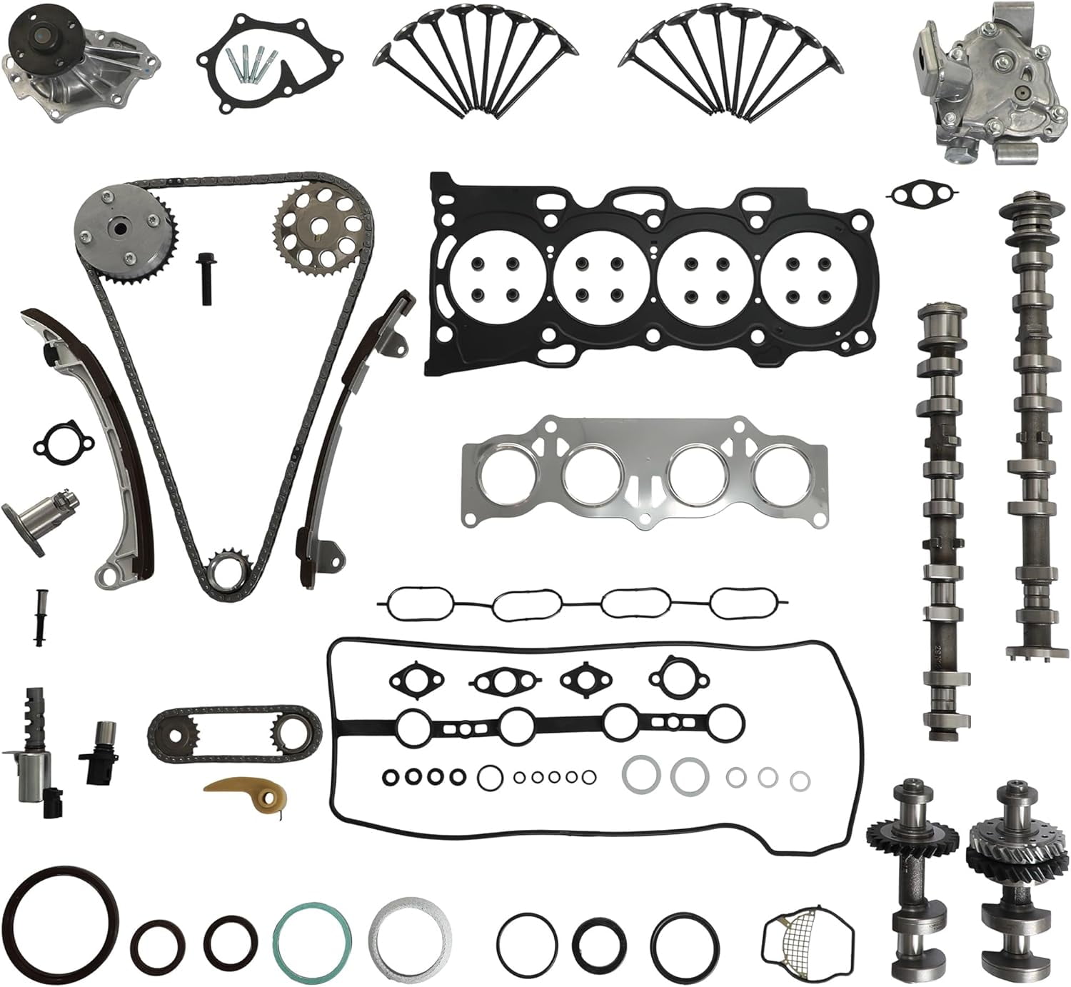 Camshaft Head Gasket Set Oil & Water Pump Timing Chain Kit Valve ...