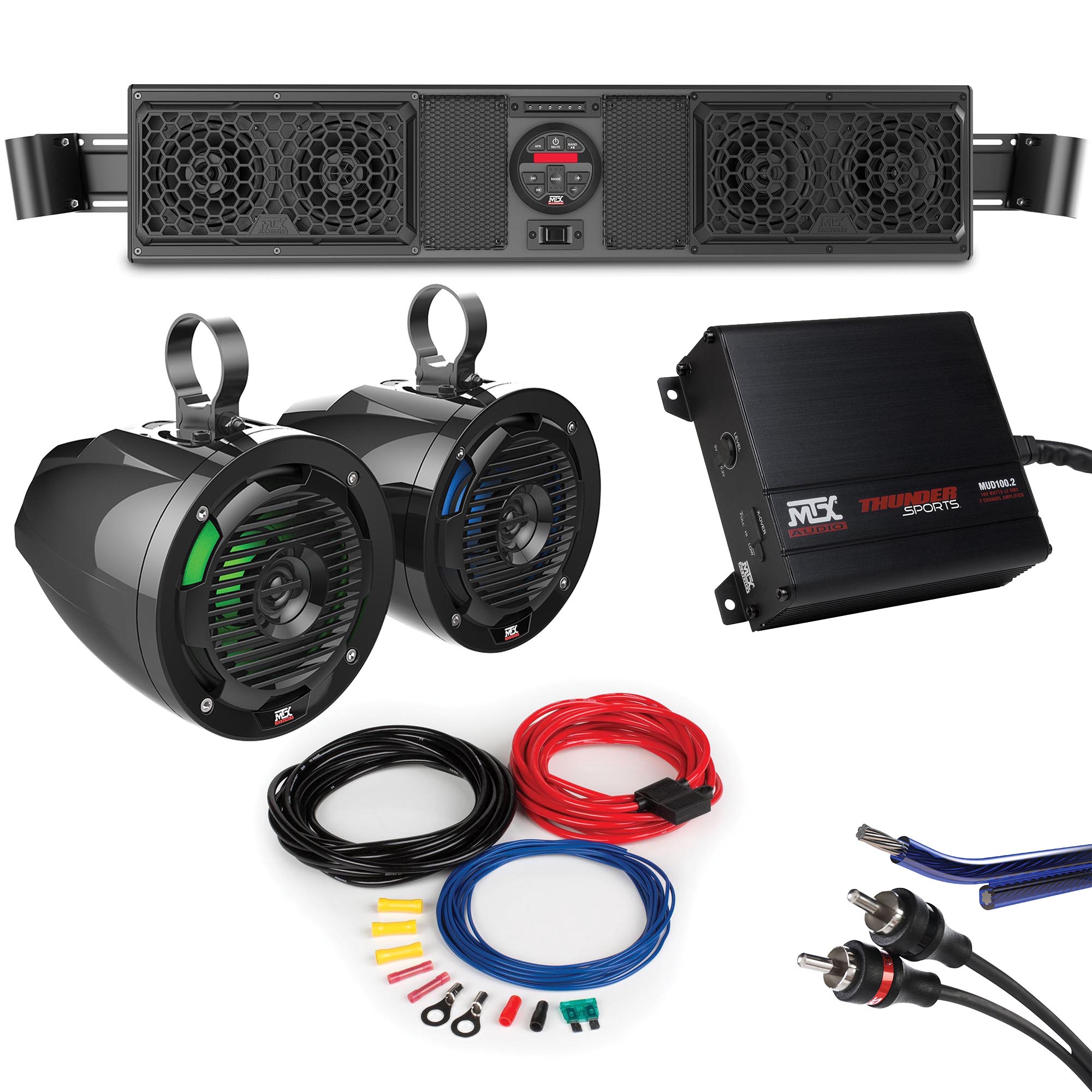 Can-Am Maverick BT Overhead Sound Bar With 2-Channel Amp, 2 Roll Cage ...
