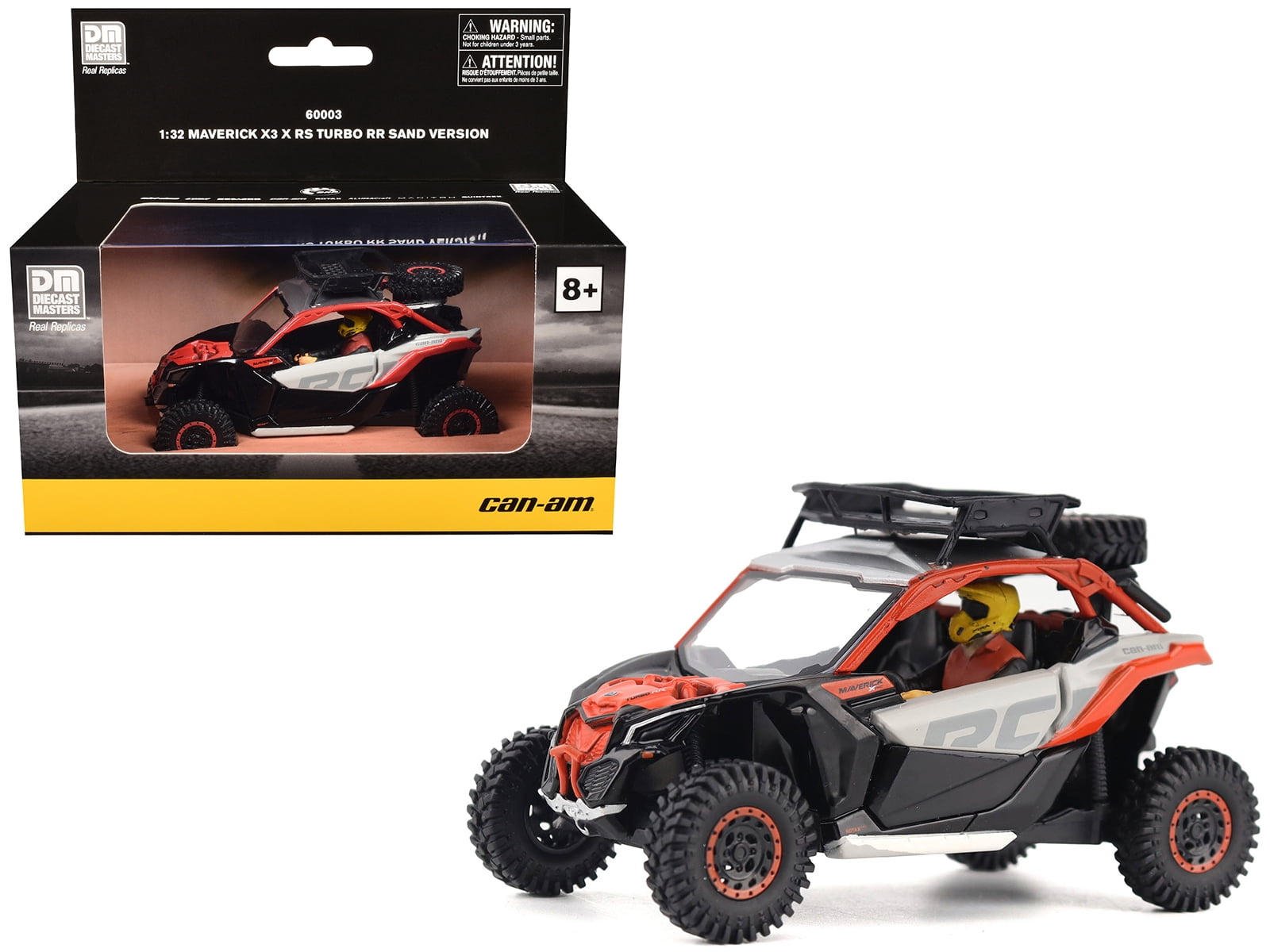 Can-Am Maverick X3 X RS Turbo RR Sand Version Chalk Gray and Magma Red with Driver Figure 1/32 ...