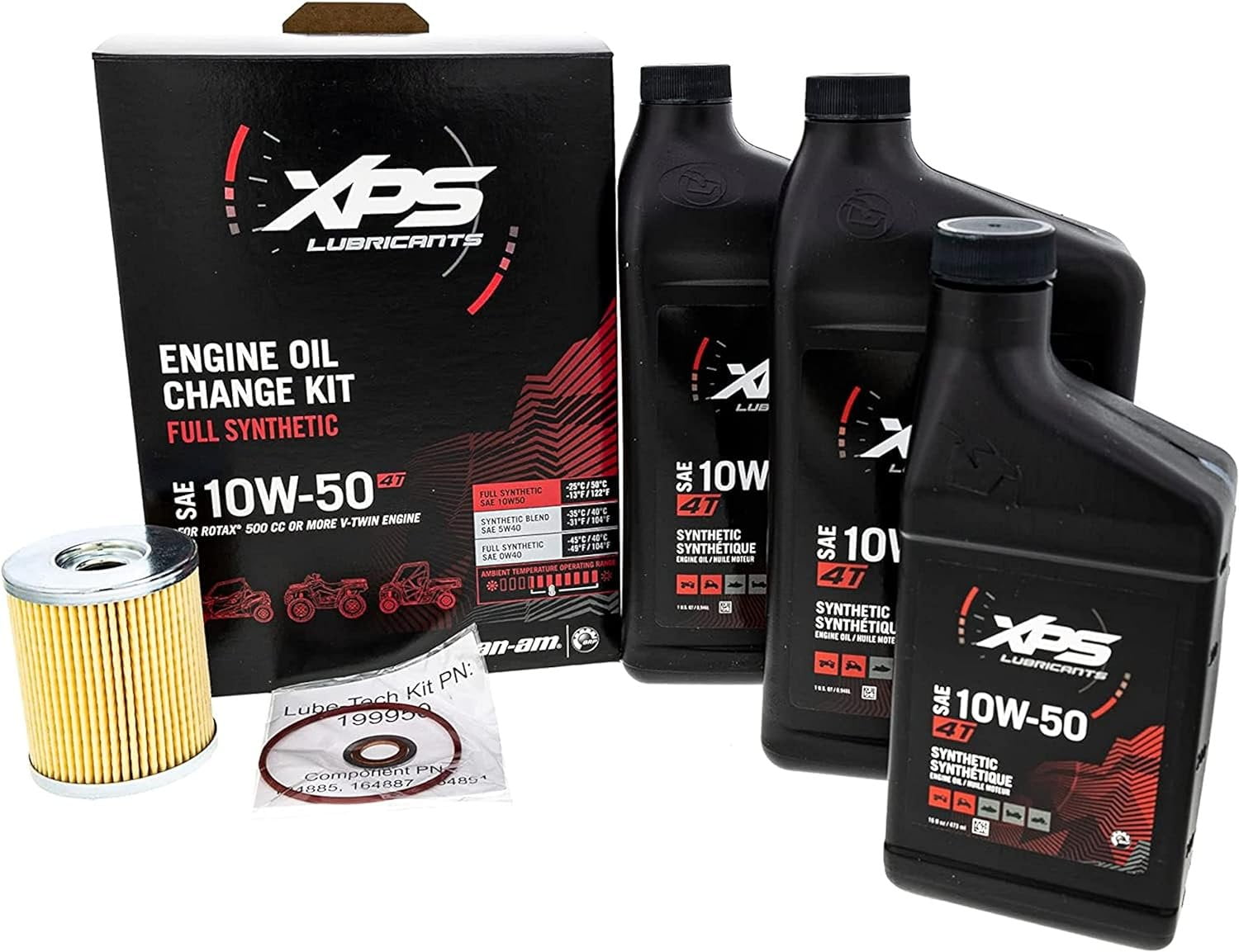 Can-Am New OEM 4T 10W-50 Synthetic Blend Oil Change Kit Rotax 500 V ...