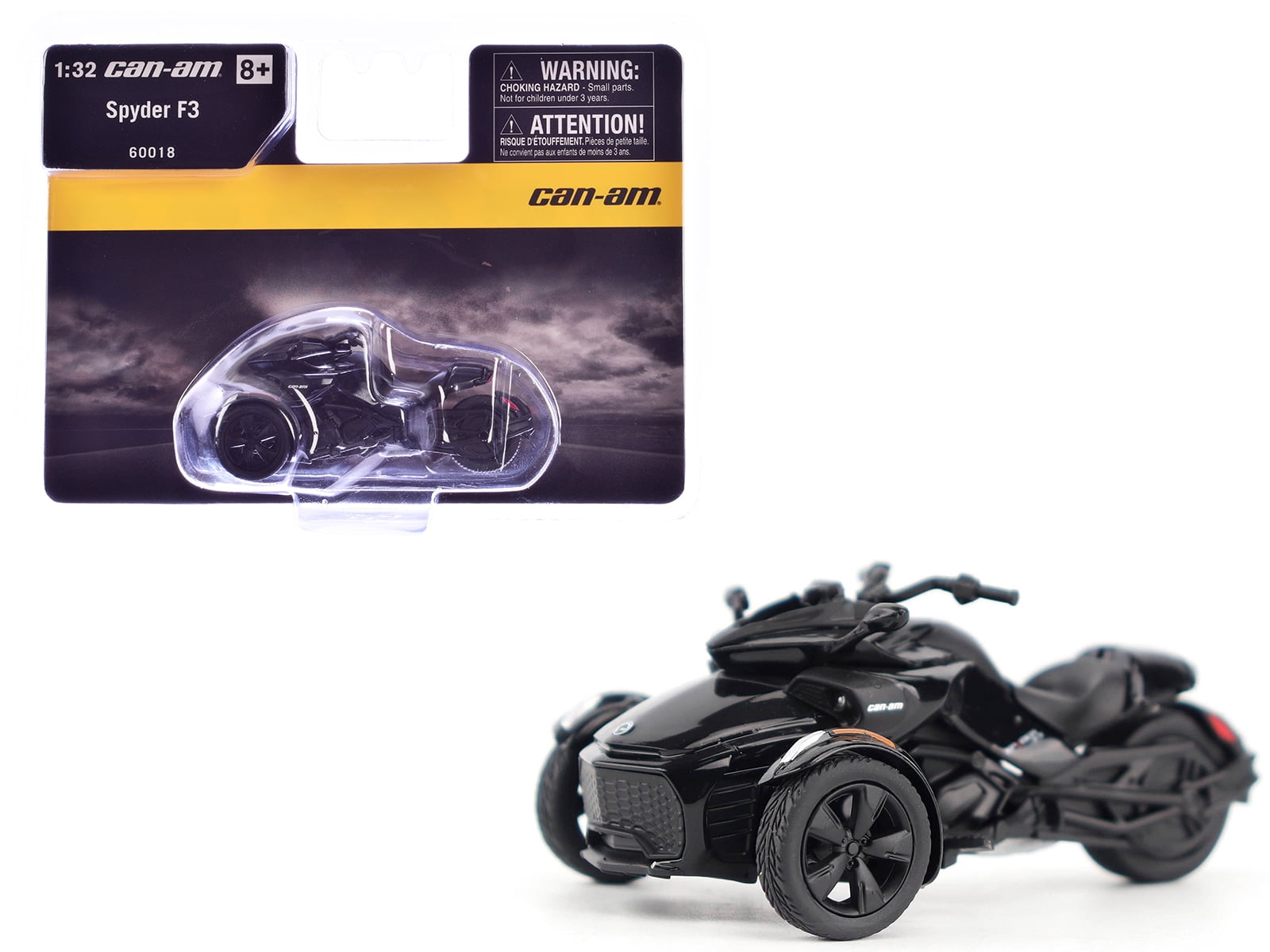 Can-Am Spyder F3 3-Wheel Motorcycle Steel Black Metallic 1/32 Diecast ...