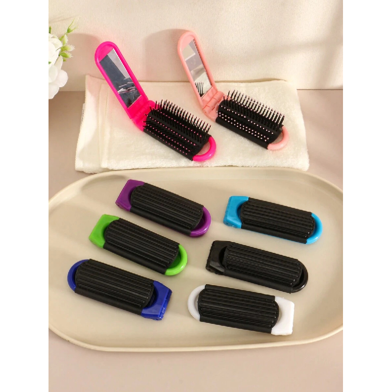Can Be Carried In Pockets, Foldable Hair Comb With Built-In Mirror ...