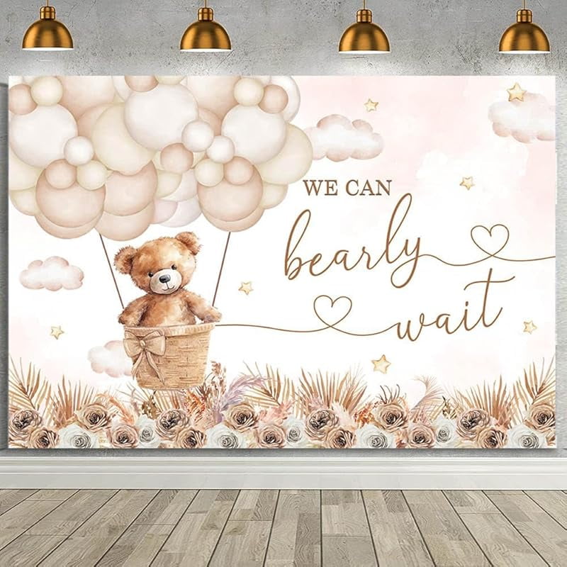 We Can Bearly Wait Baby Shower Backdrop Brown Bear Photography ...