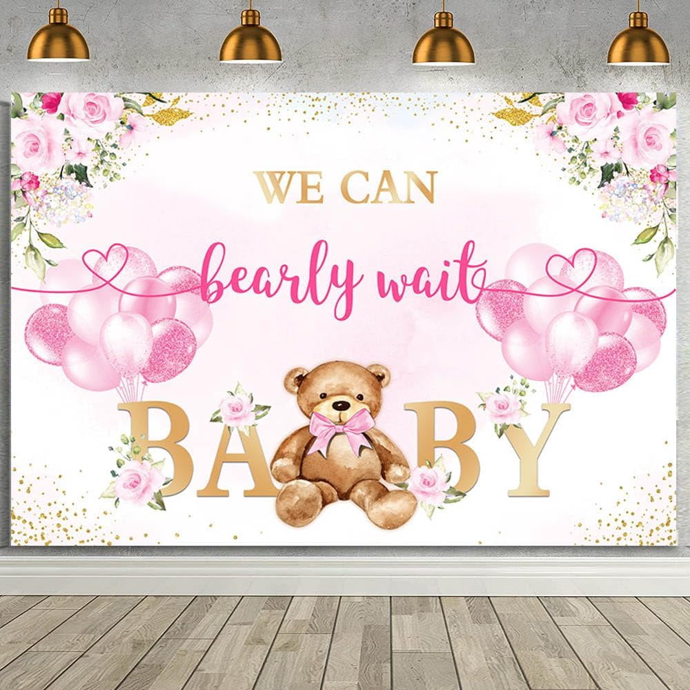 We Can Bearly Wait Baby Shower Backdrop for Girls Bear Baby Shower ...
