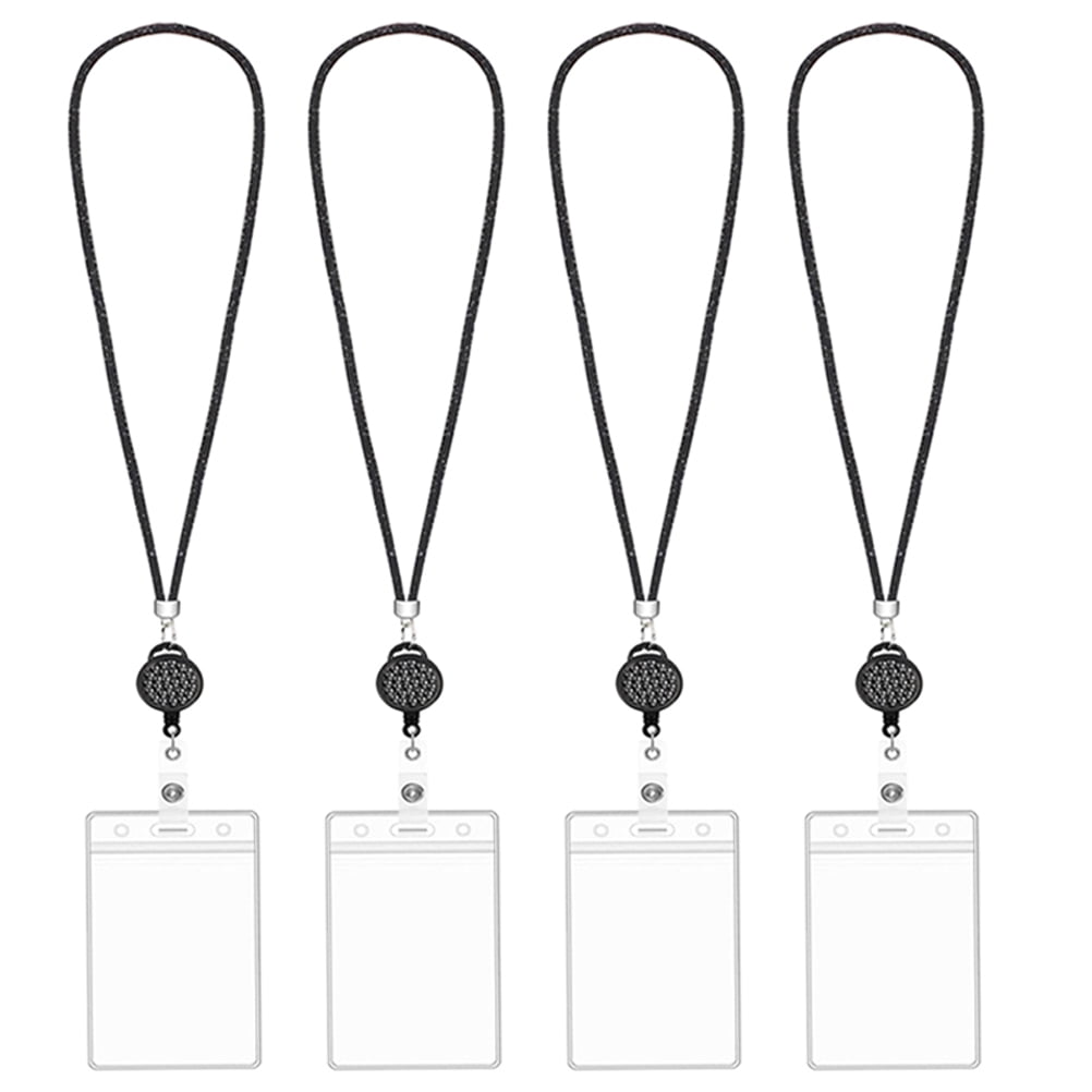 CIMAXIC Vertical Id Badge Holders Black Transparent Name Badge Sleeves ...