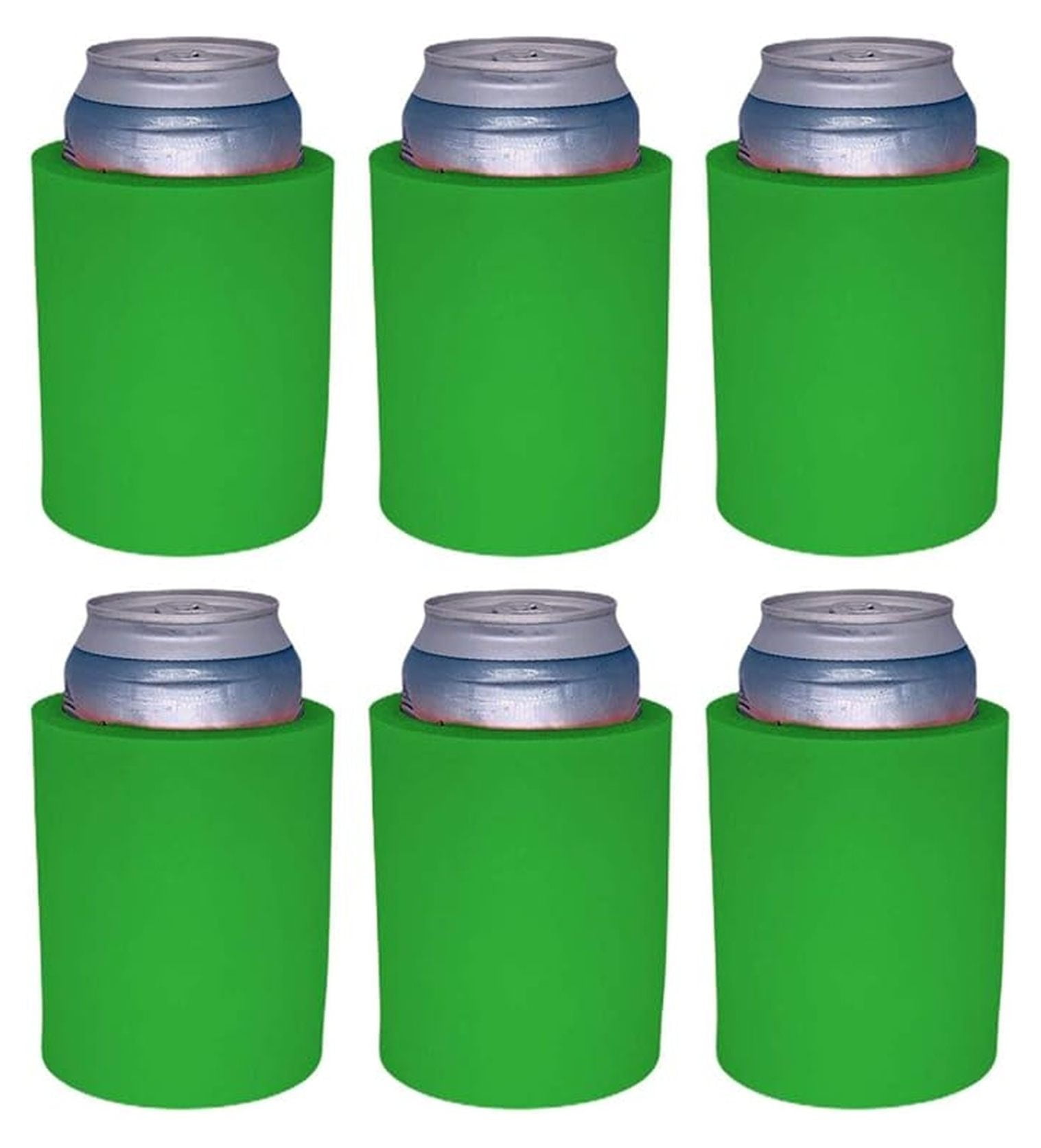 Can Cooler 6 Pack, Neon Green - 12oz Standard Cans - 3/8" Thick Foam ...