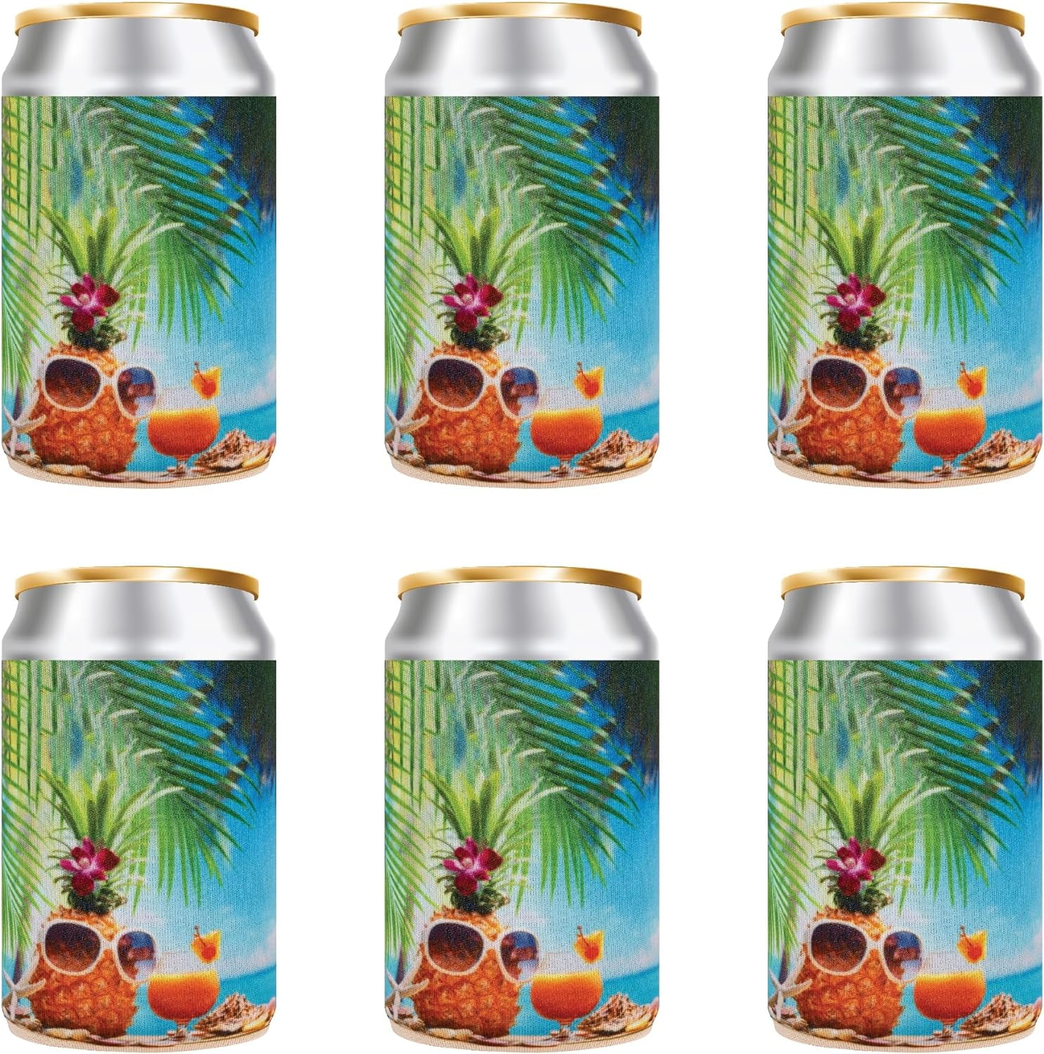 Can Cooler Sleeve (6 Pack) 12 Oz Neoprene Collapsible Cooler Can ...