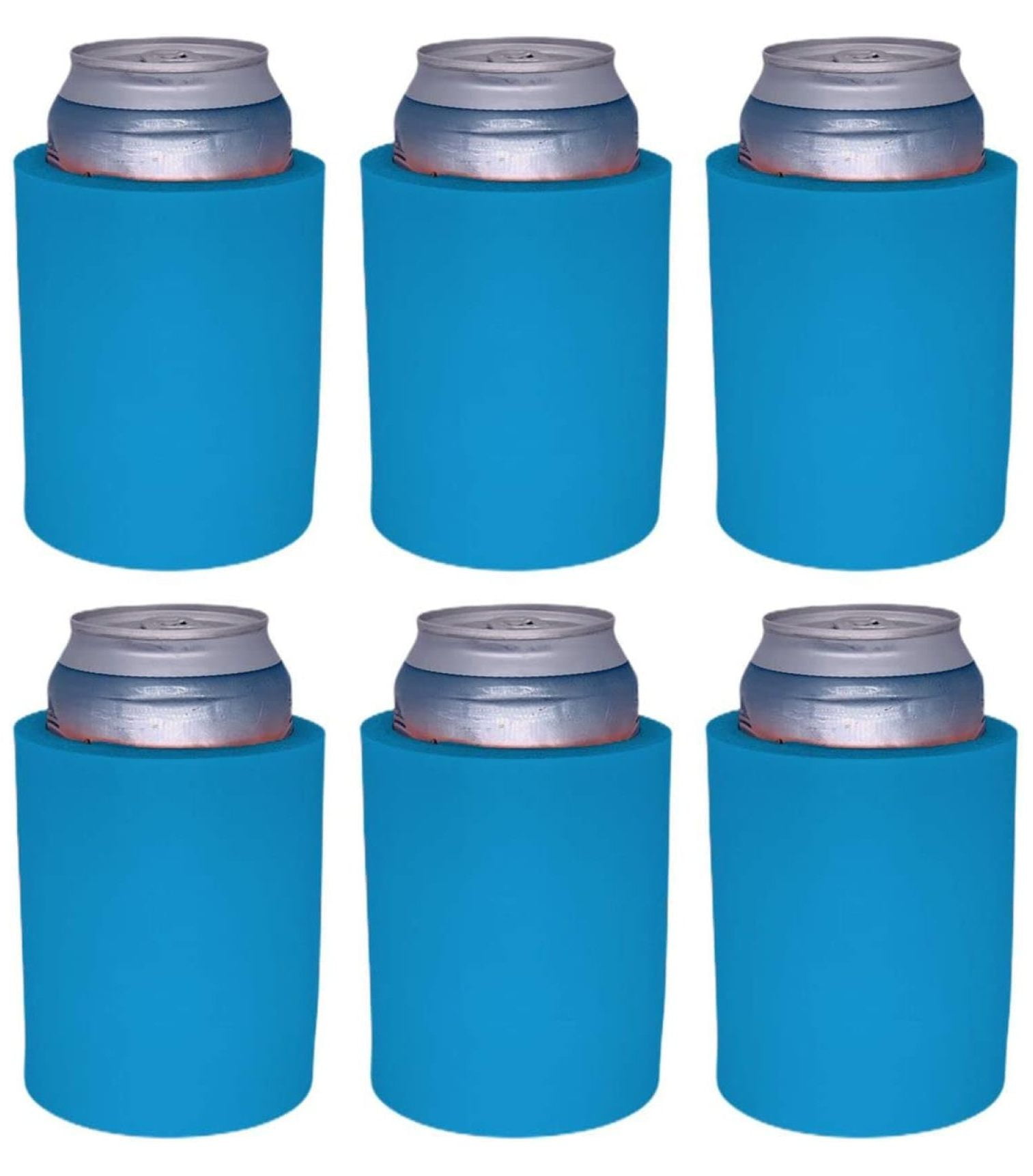 Can Coolers 6 Pack Neon Blue - Thick Foam Old School Blank Drink ...