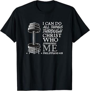 Can Do All Things Weightlifter Gym Christian Bible Verse T-Shirt ...
