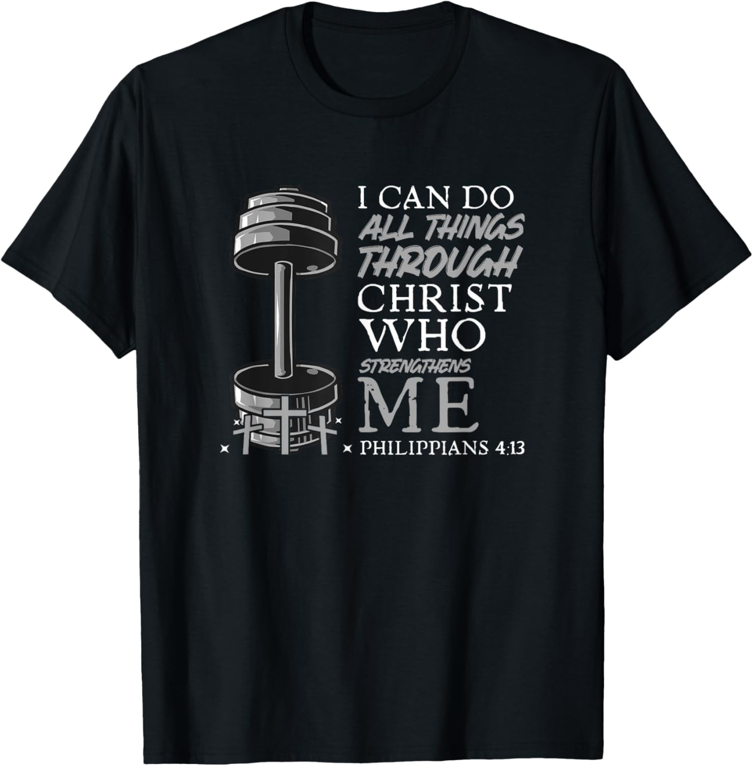 Can Do All Things Weightlifter Gym Christian Bible Verse T-Shirt ...