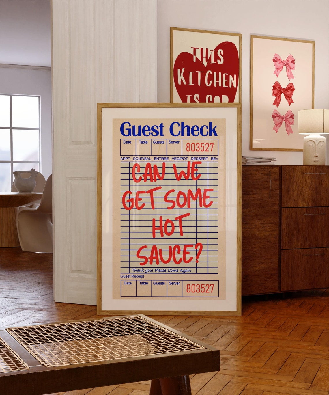 Can We Get Some Hot Sauce? Digital Guest Check Poster, Preppy Print ...