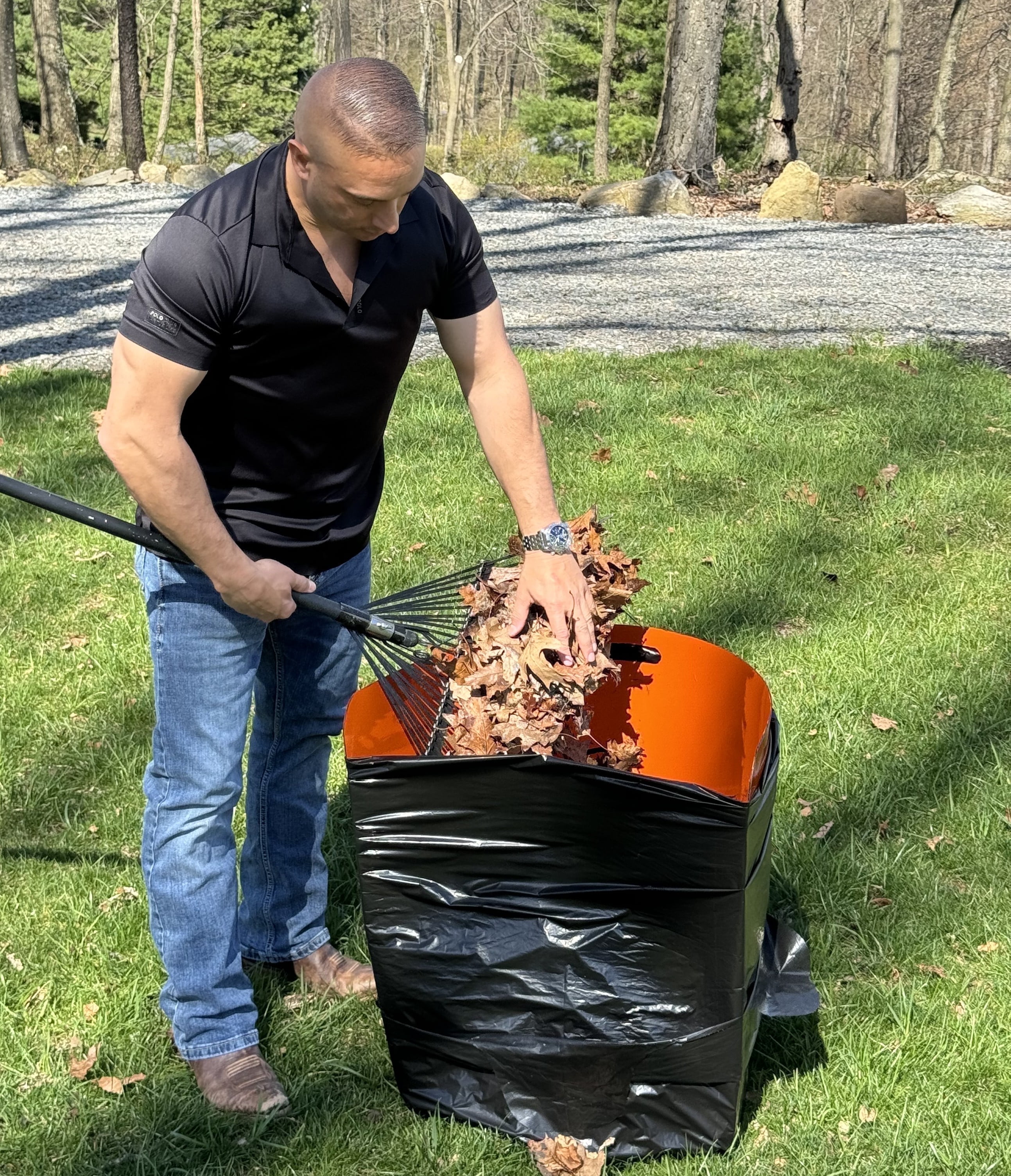 Can N Hand Portable Garbage Can, 35-55 Gal, Removable Liner, Orange, 1 ...