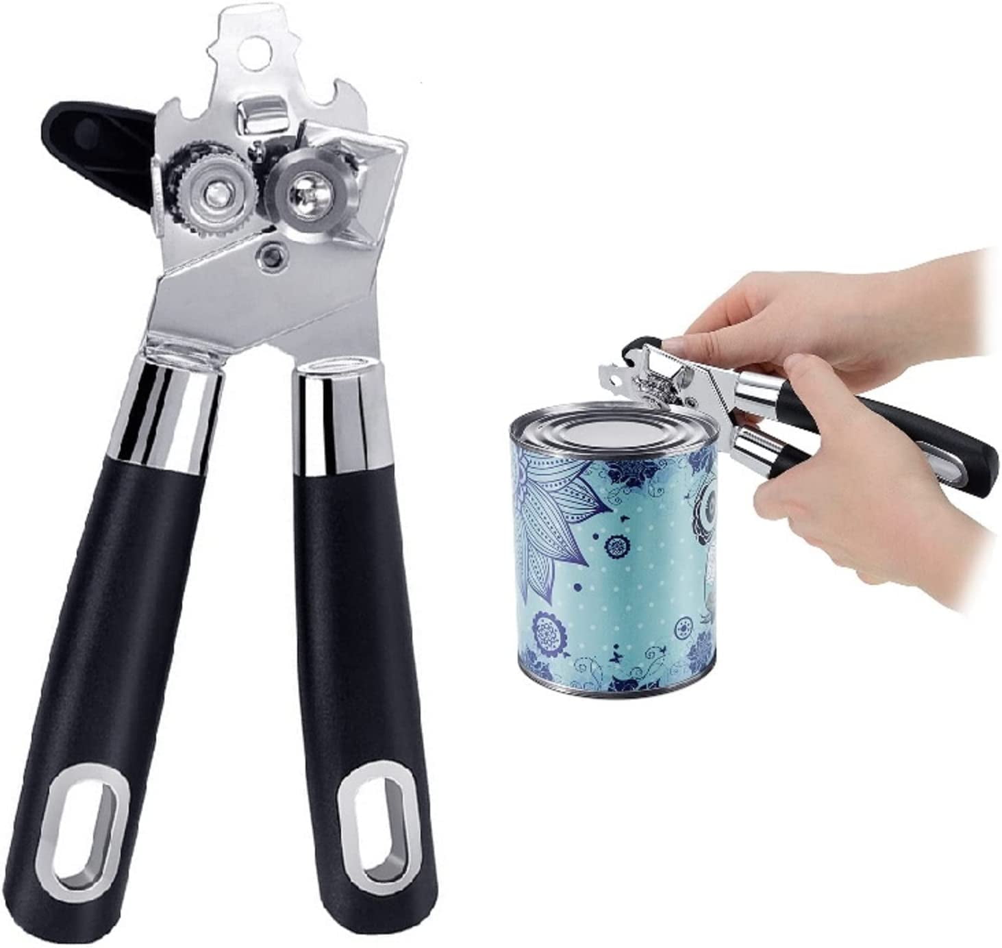 SIISLL Handheld Manual Can Opener, 3-in-1 Smooth Edge Opener ...