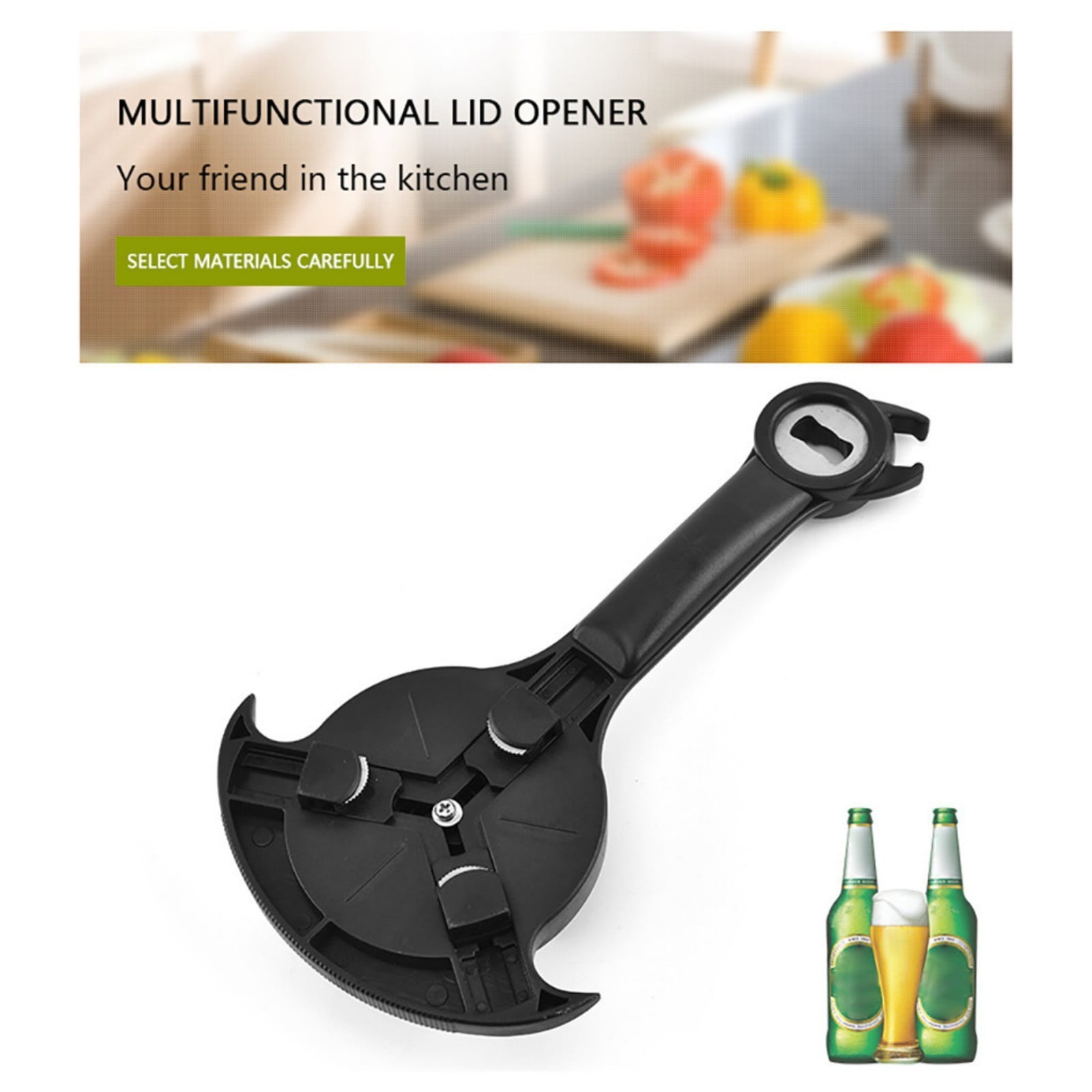 Can Opener Multifunction 3-in-1 Jar Bottle Opener Tool for Weak Hands ...
