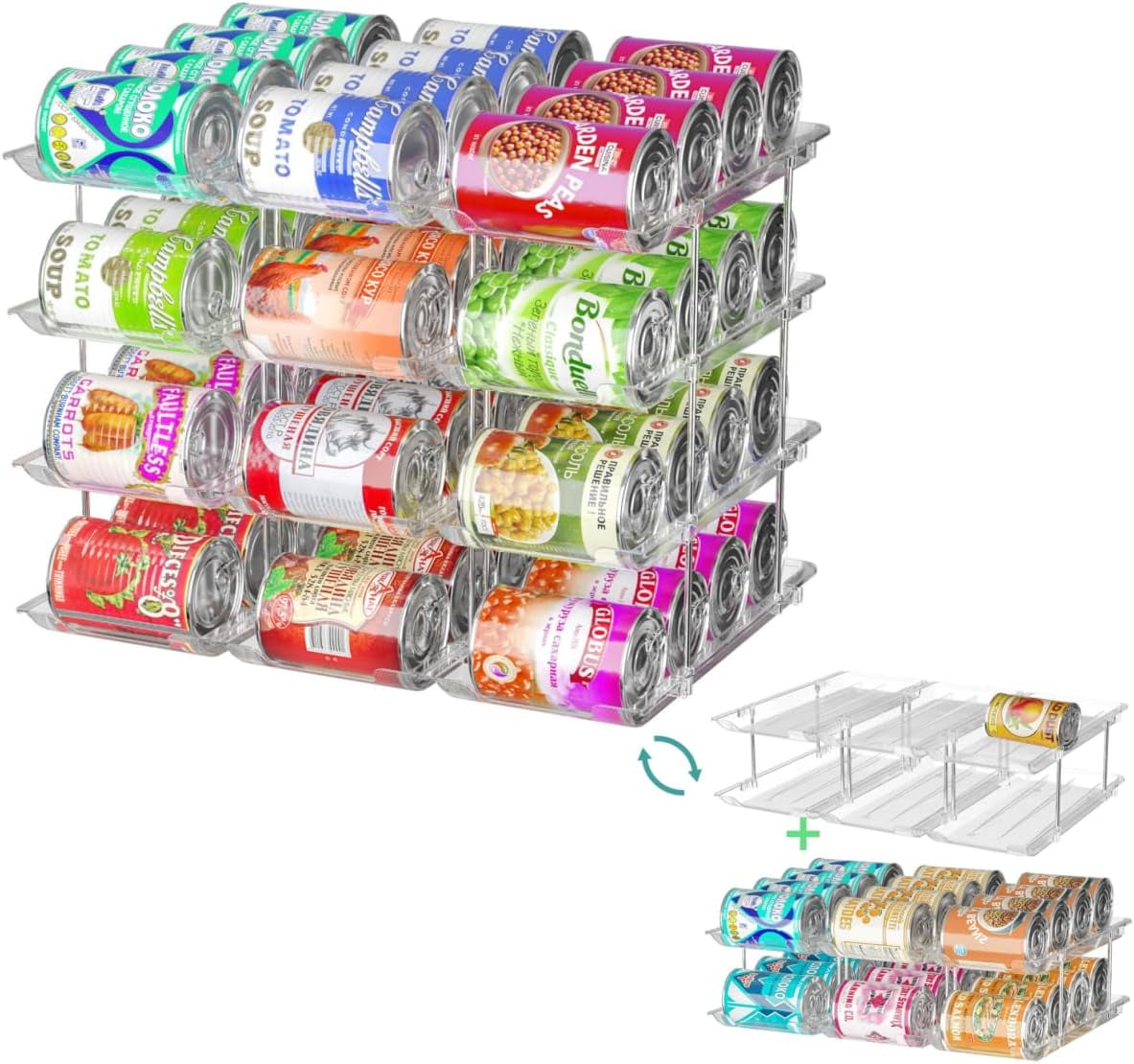 Can Organizer for Pantry, 3 Sets 4 Tiers Can Storage Organizer Pantry ...