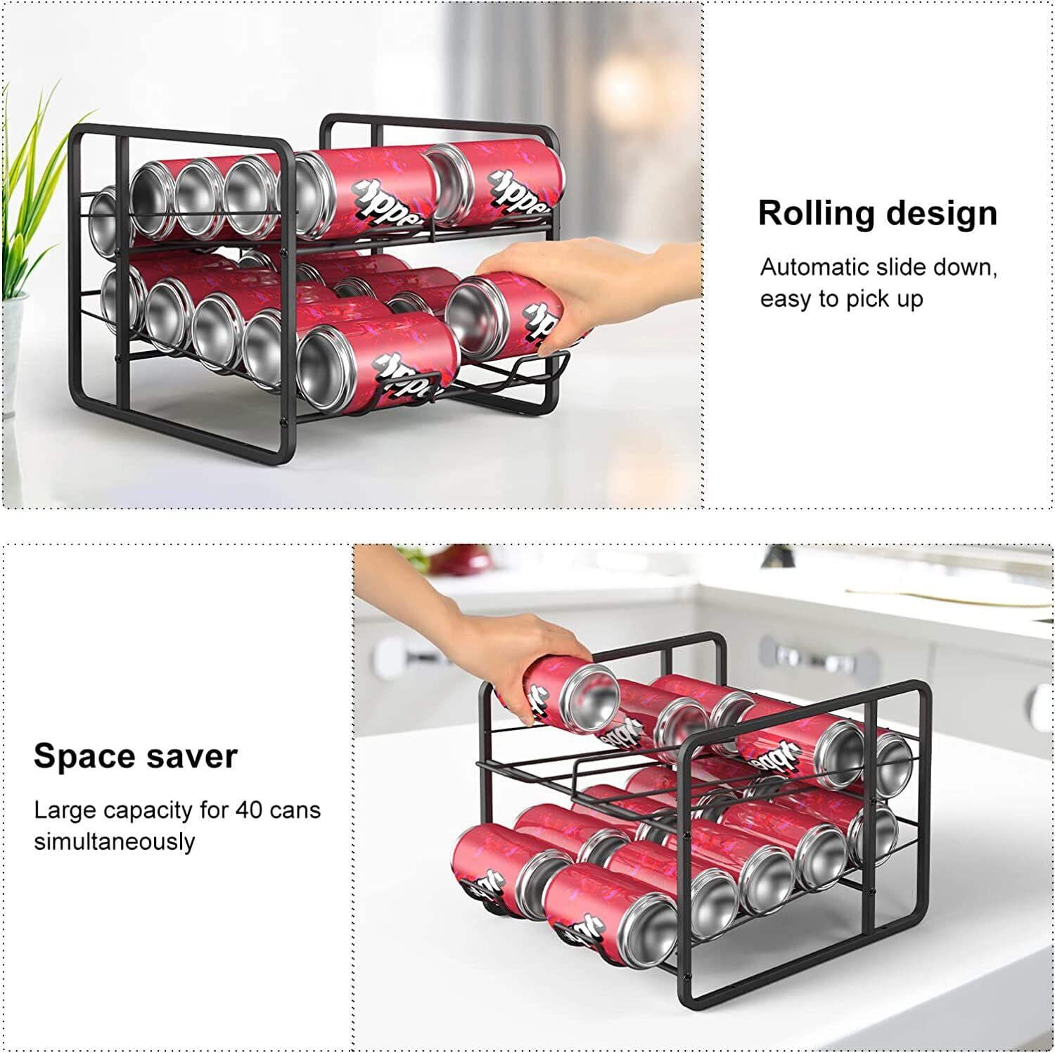 Can Organizer Stackable Soda Can Storage Rack Holder for Cabinets 40 ...
