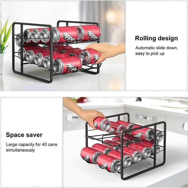 Can Organizer Stackable Soda Can Storage Rack Holder for Cabinets 40 ...