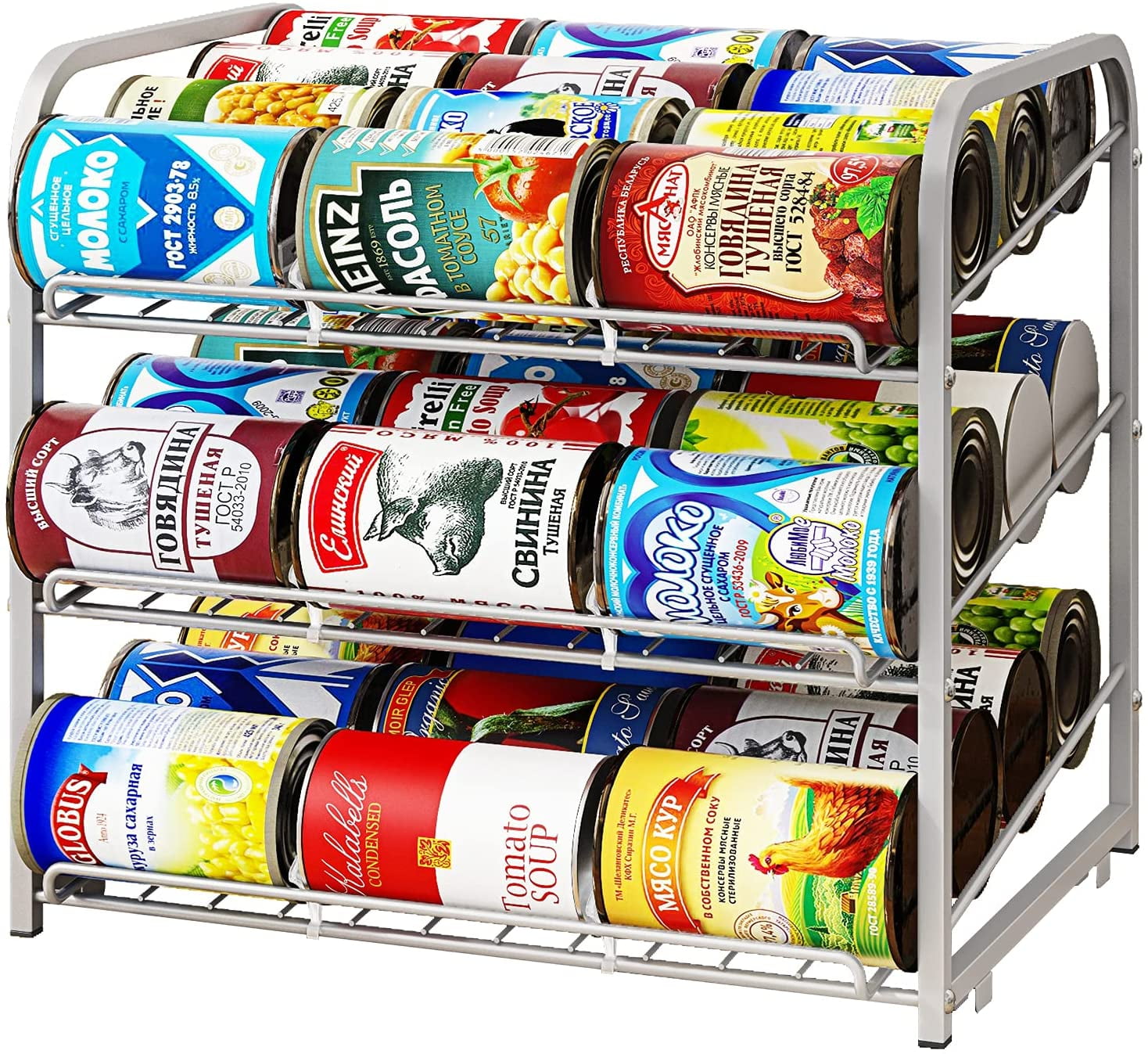 Can Rack Organizer, 3 Tier Stackable Can Storage Dispenser, for Food ...