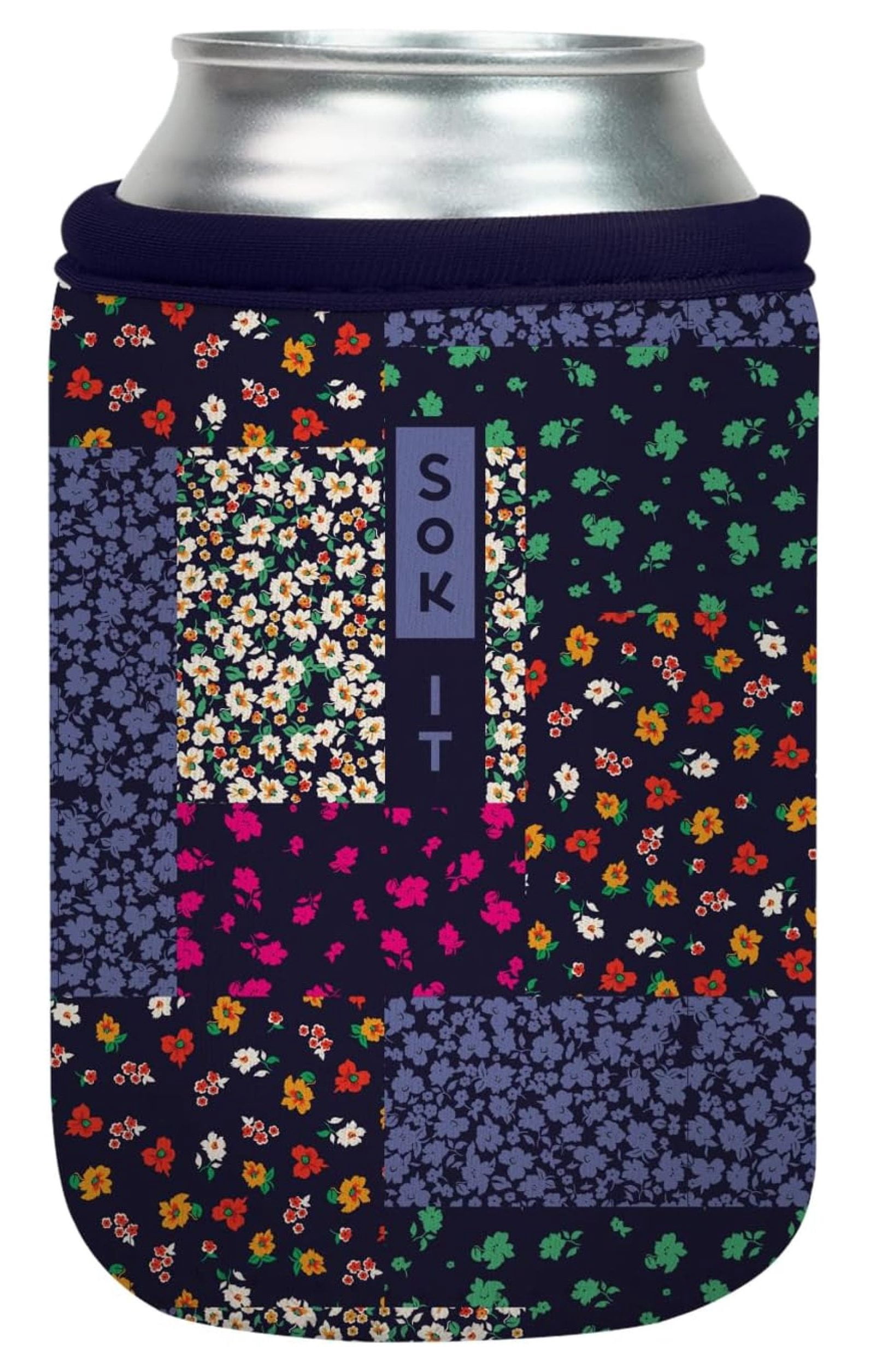 Can Sok Sleeve for Beer & Soda Insulated Neoprene Cover (Flower Patch ...