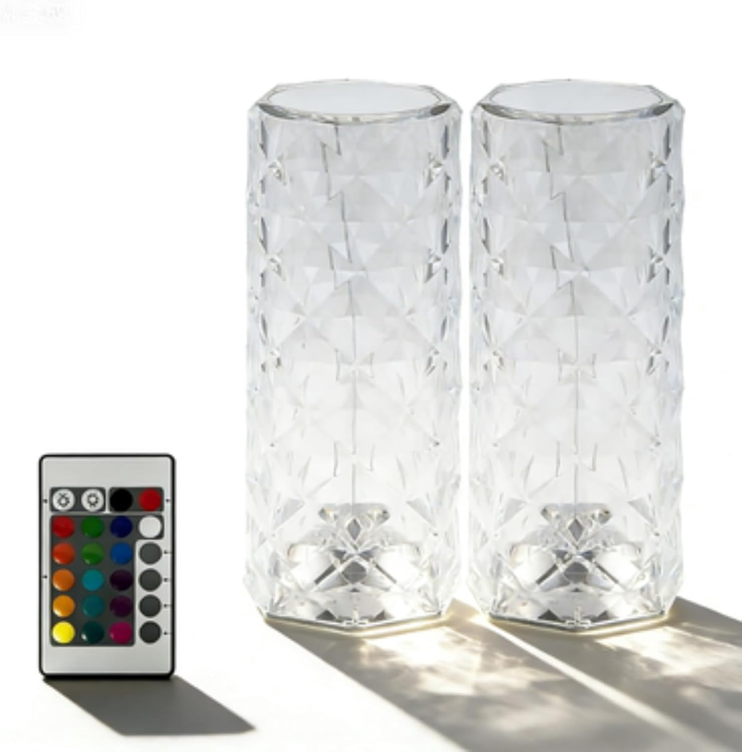 Can Switch 16 Colors Artificial Crystal Table Lamp, RGB Color Changing ...