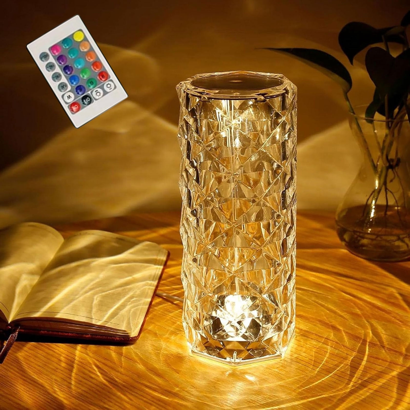 Can Switch 16 Colors Artificial Crystal Table Lamp, Touch Control ...