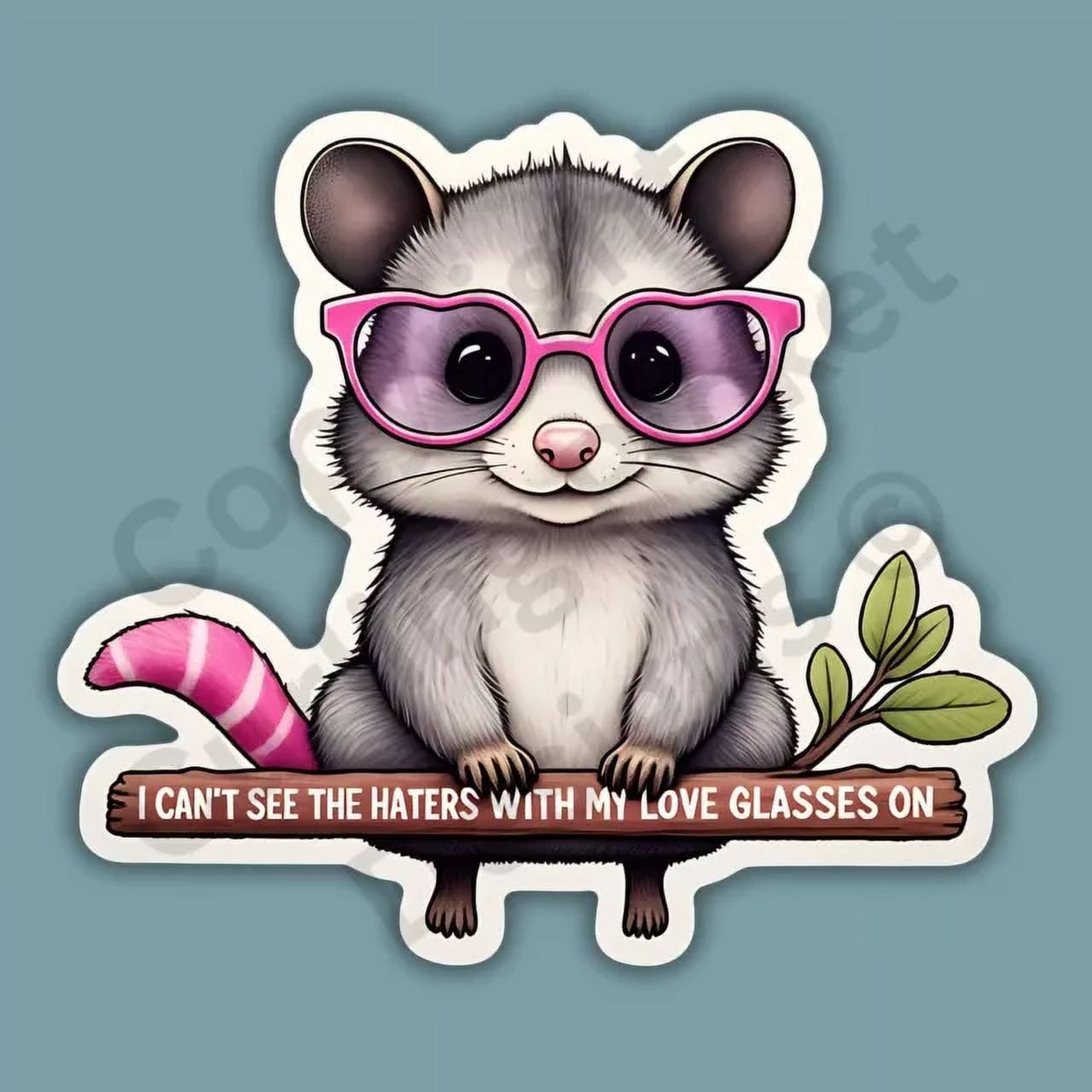 Can'T See The Haters Love Glasses Possum Opossum Positive Cute Sticker ...