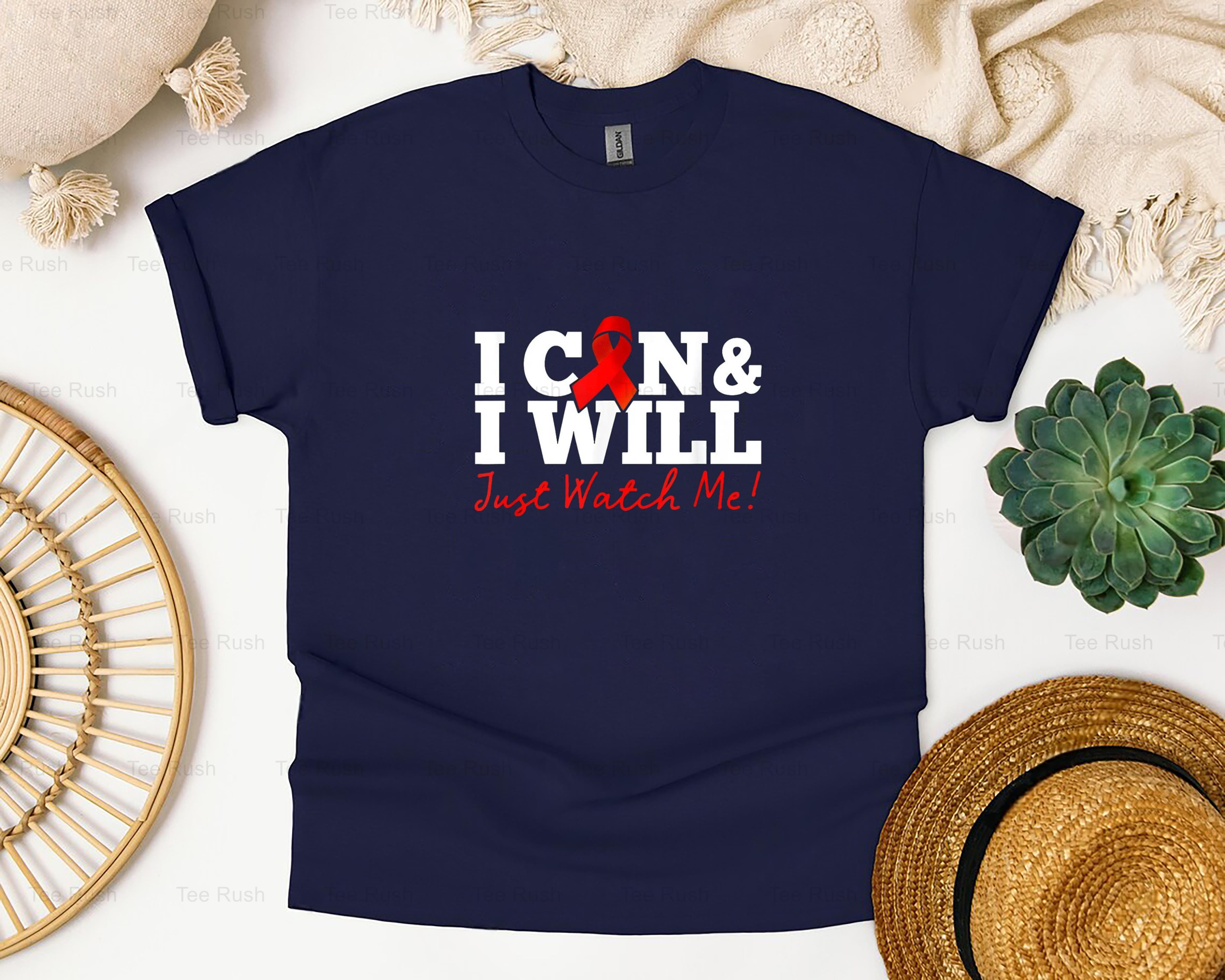 Can Will Just Watch Me Cancer Warrior Gift, Red Ribbon, Awareness,T-Shirt, SW, Hoodie Unisex, up ...