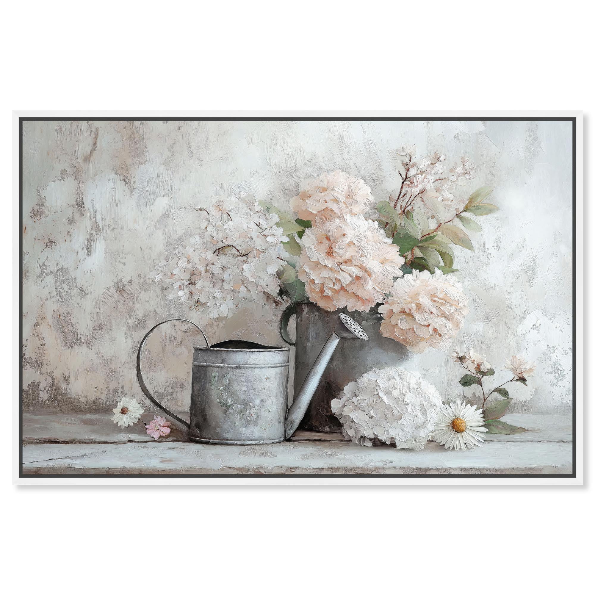 Can and White Blooms Canvas Farmhouse Wall Decor by Art Remedy, White ...