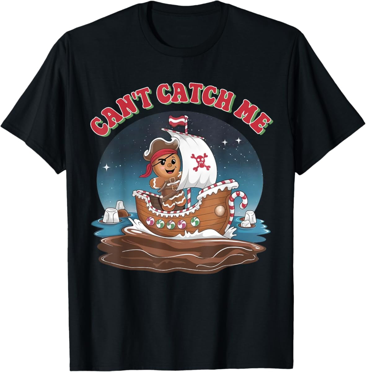 Can't Catch Me Retro Gingerbread Pirate Men Boy PJ T-Shirt Tshirt All ...