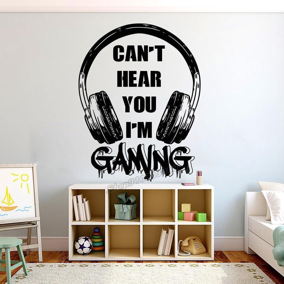 Can't Hear You I'M Gaming wall Sticker Headphones Video Game Gamer Wall ...