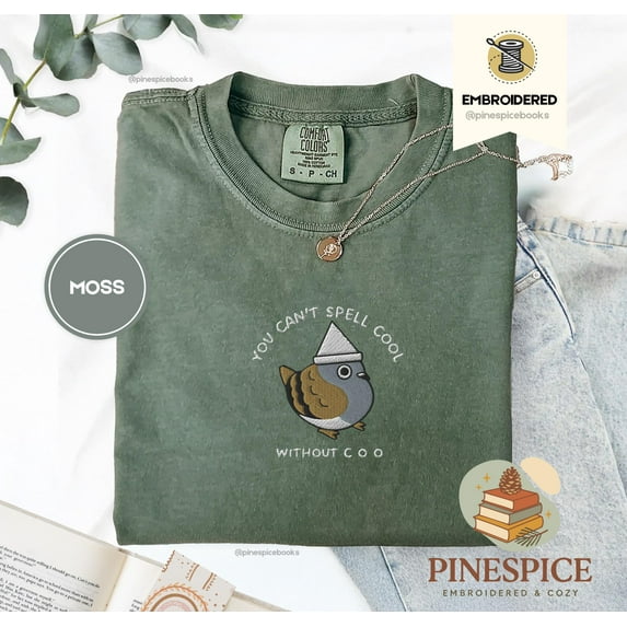 Can’t Spell Cool Without Coo Tee, Embroidered Pigeon Shirt, Funny Bird ...