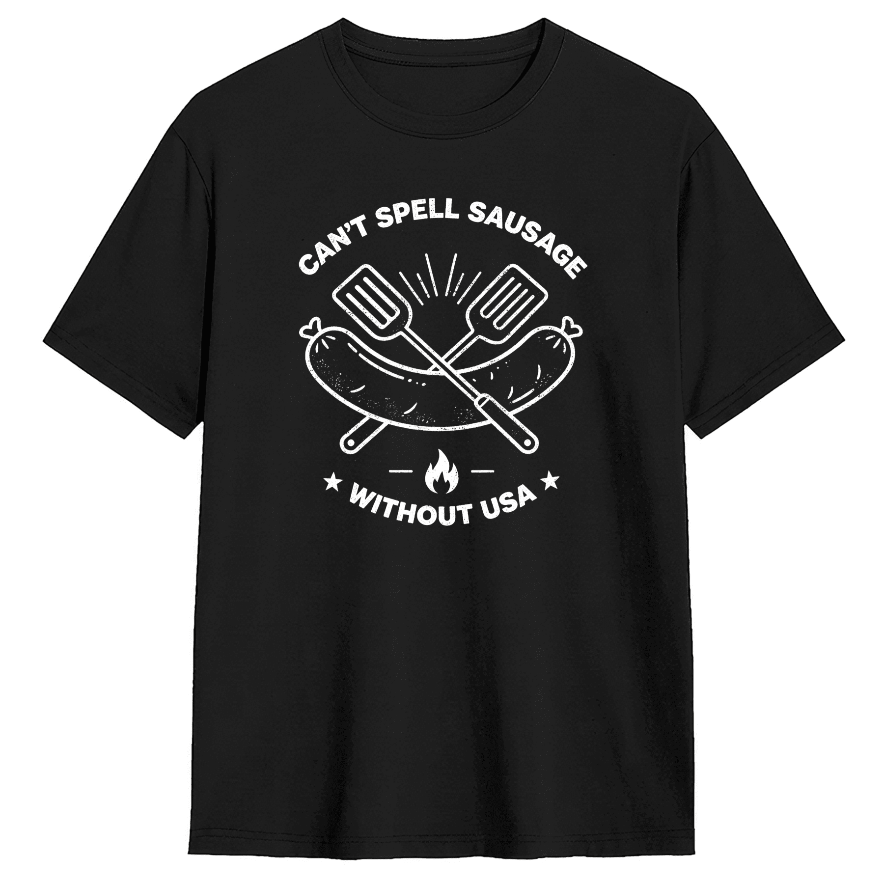 Can't Spell Sausage Without USA BBQ Vintage Graphic Tee For Men, BBQ ...